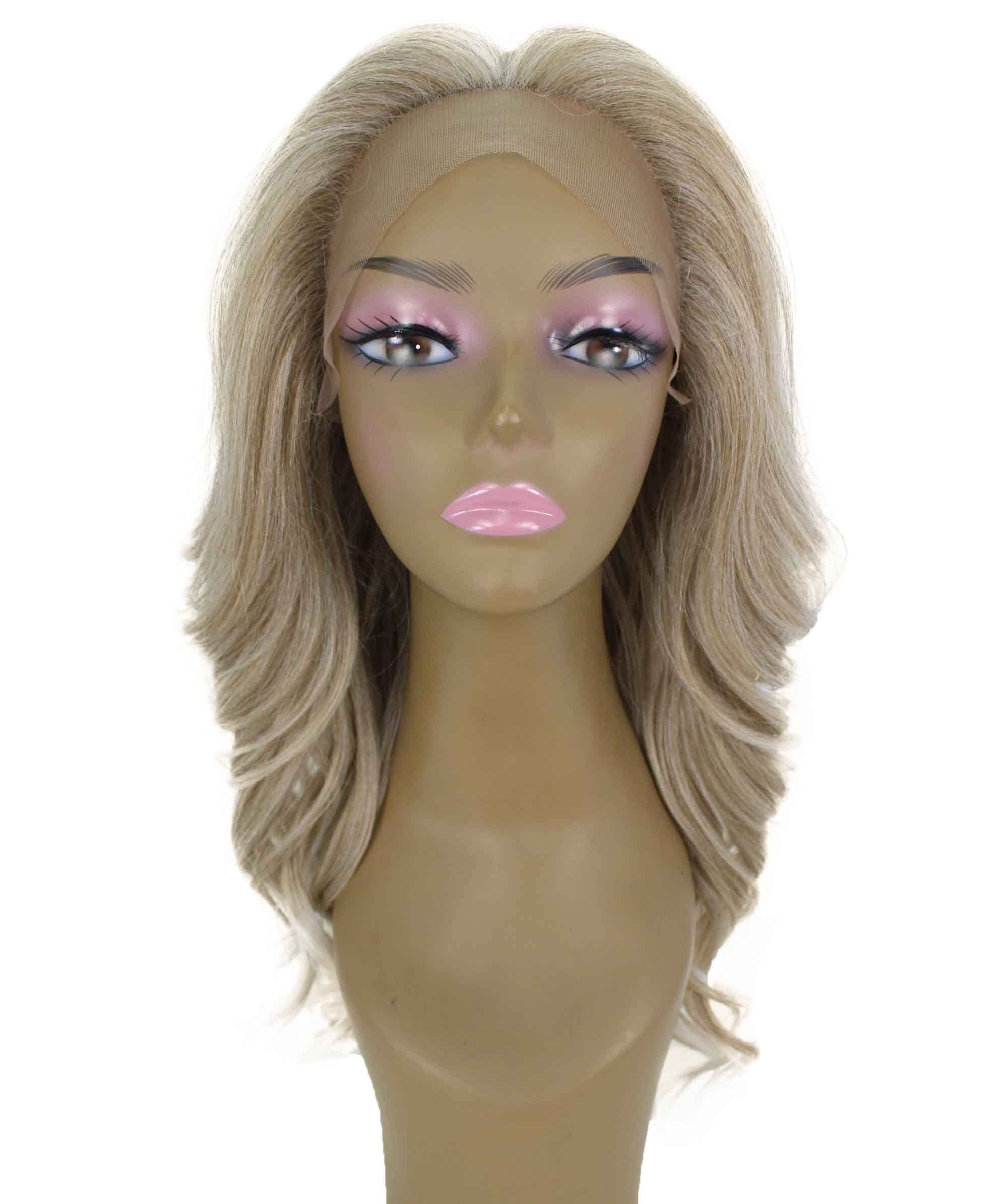 LUXLUXE Cleo Wavy Layered 21 in Long 4X4 Hand Tied Lace Front Wig, Heat ...