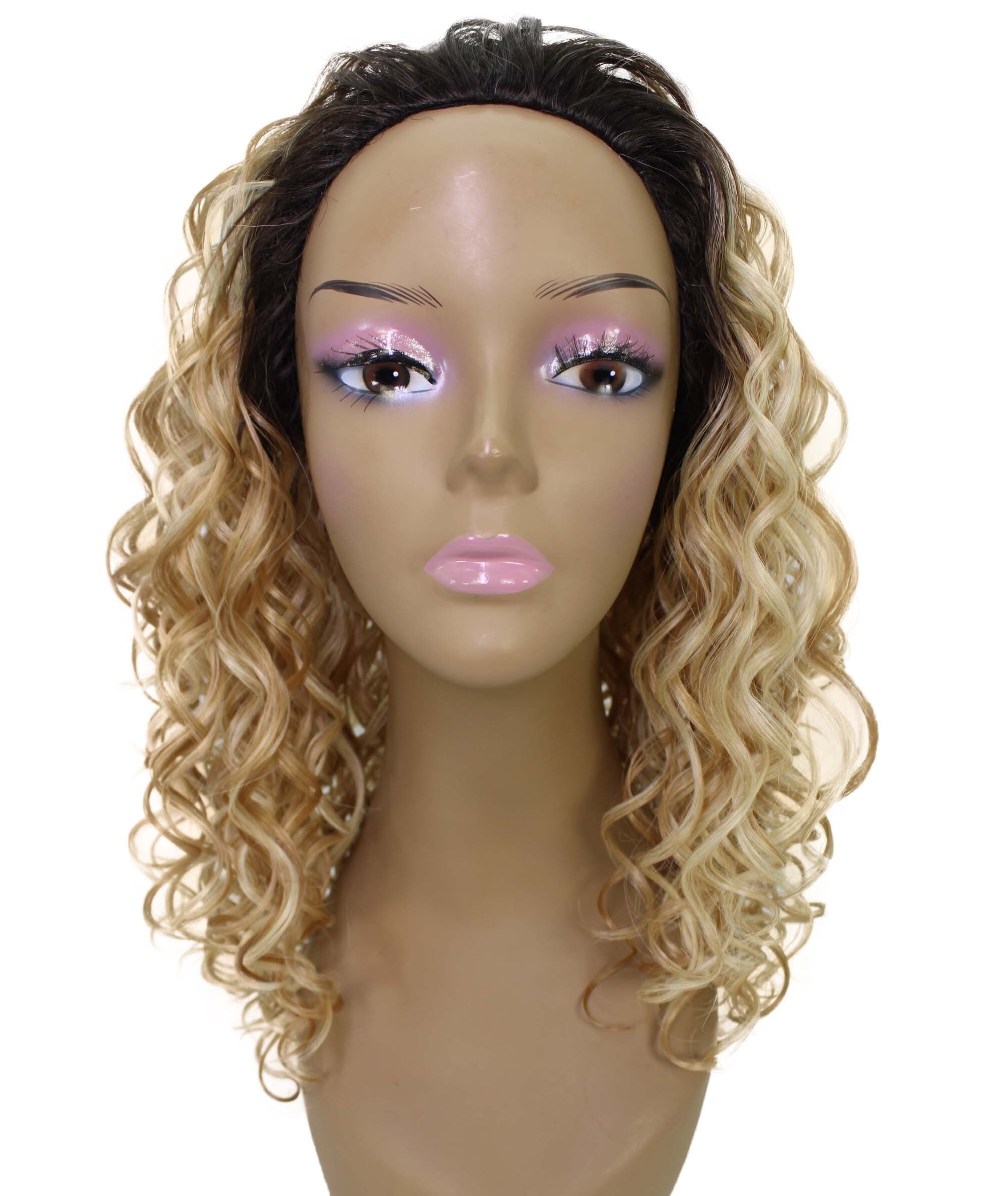 LUXLUXE Edwina Curly Layered 17 in Long Half Wig Mix Human Hair and ...
