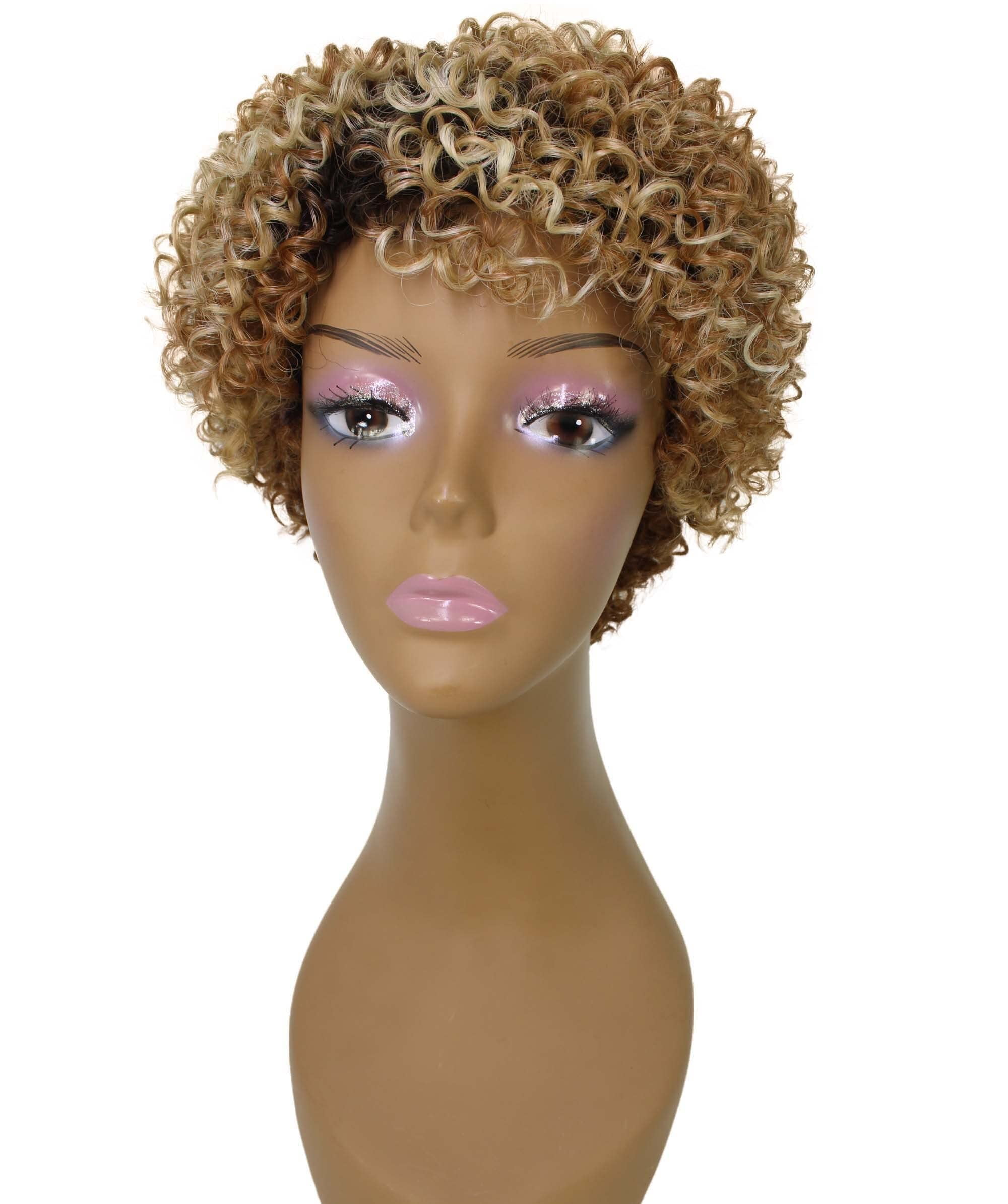 LUXLUXE Leila Curly Kinky 10 in Long Full Wig No Lace Wig, Heat ...