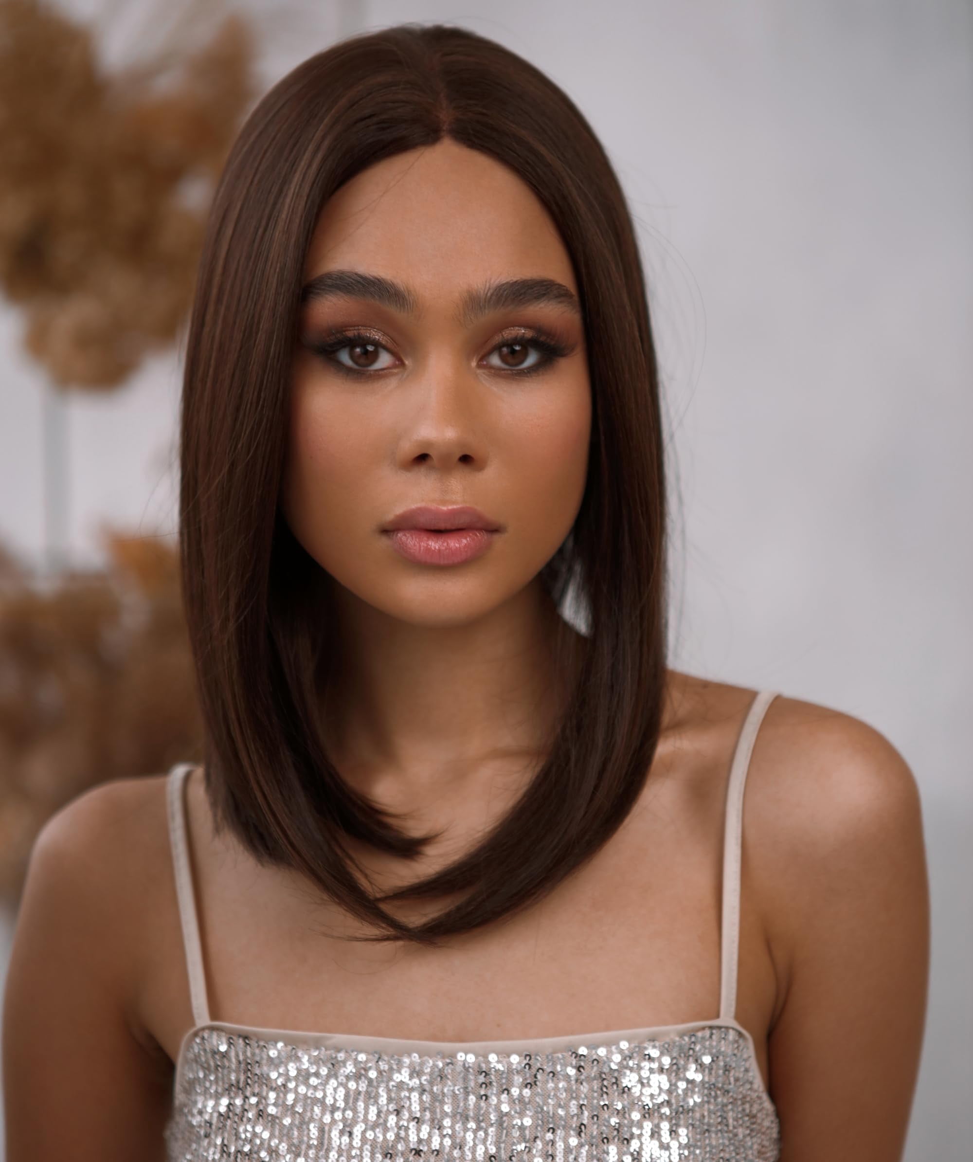 LUXLUXE Nandi Straight 9 Inch Long 4X4 Hand-Tied Lace Front Wig, Heat ...