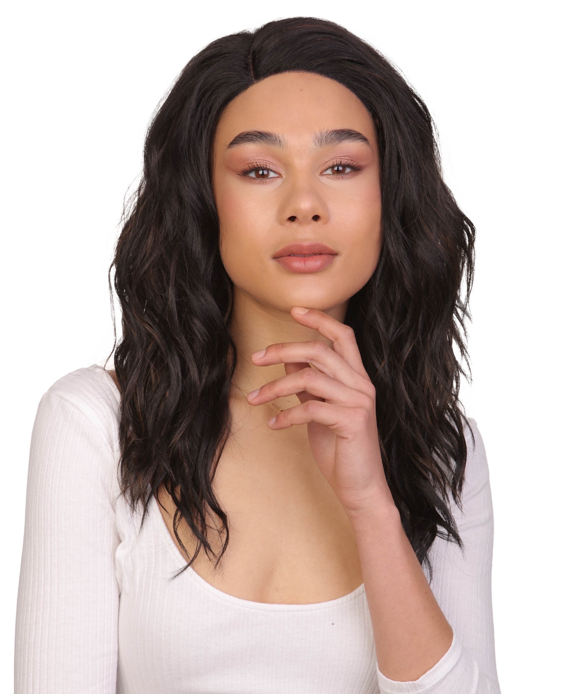 LUXLUXE Riley 20-inch Wavy 5" Freedom Parting Swiss Lace Front Wig with ...