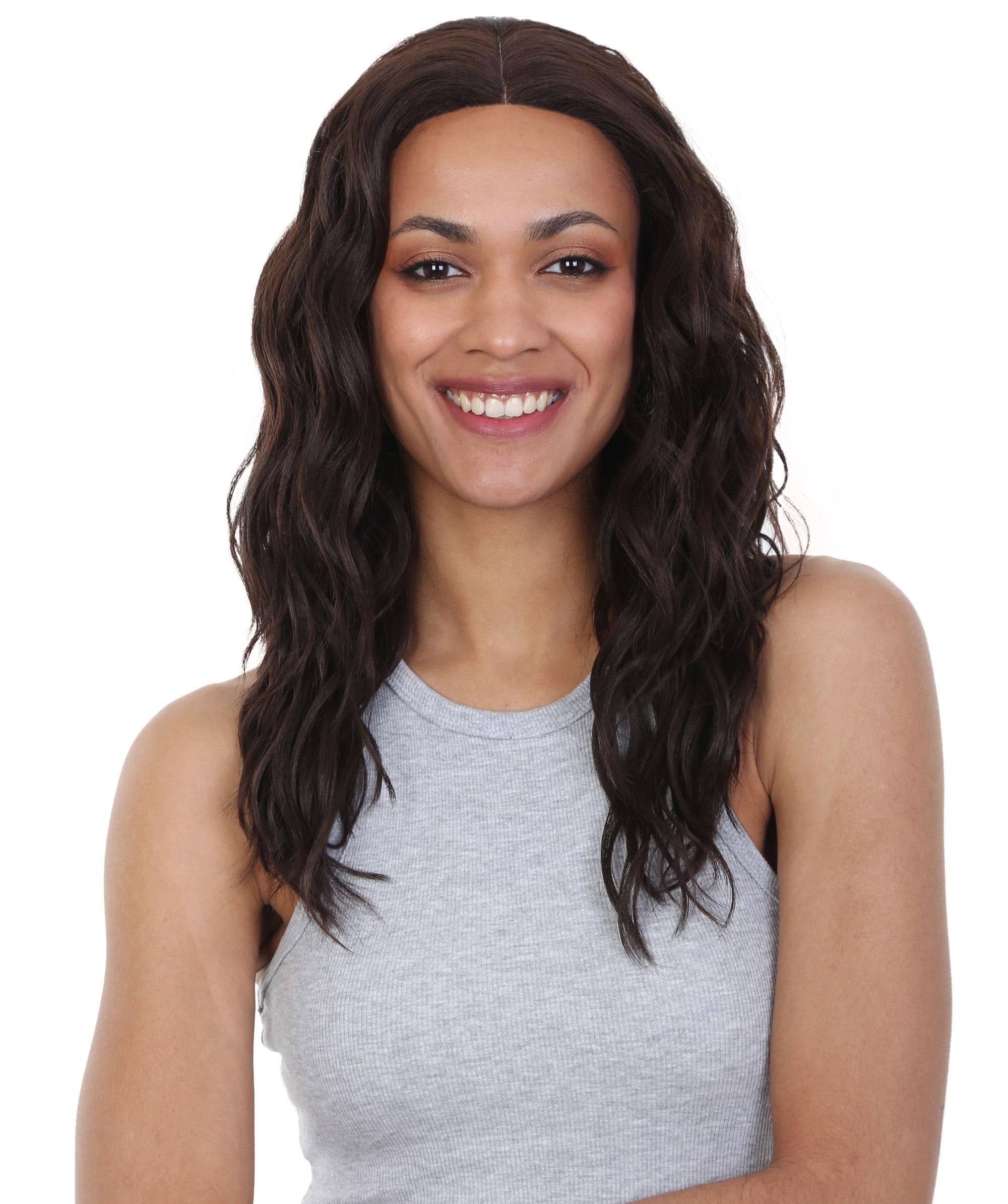 LUXLUXE Riley 20-inch Wavy 5" Freedom Parting Swiss Lace Front Wig with ...