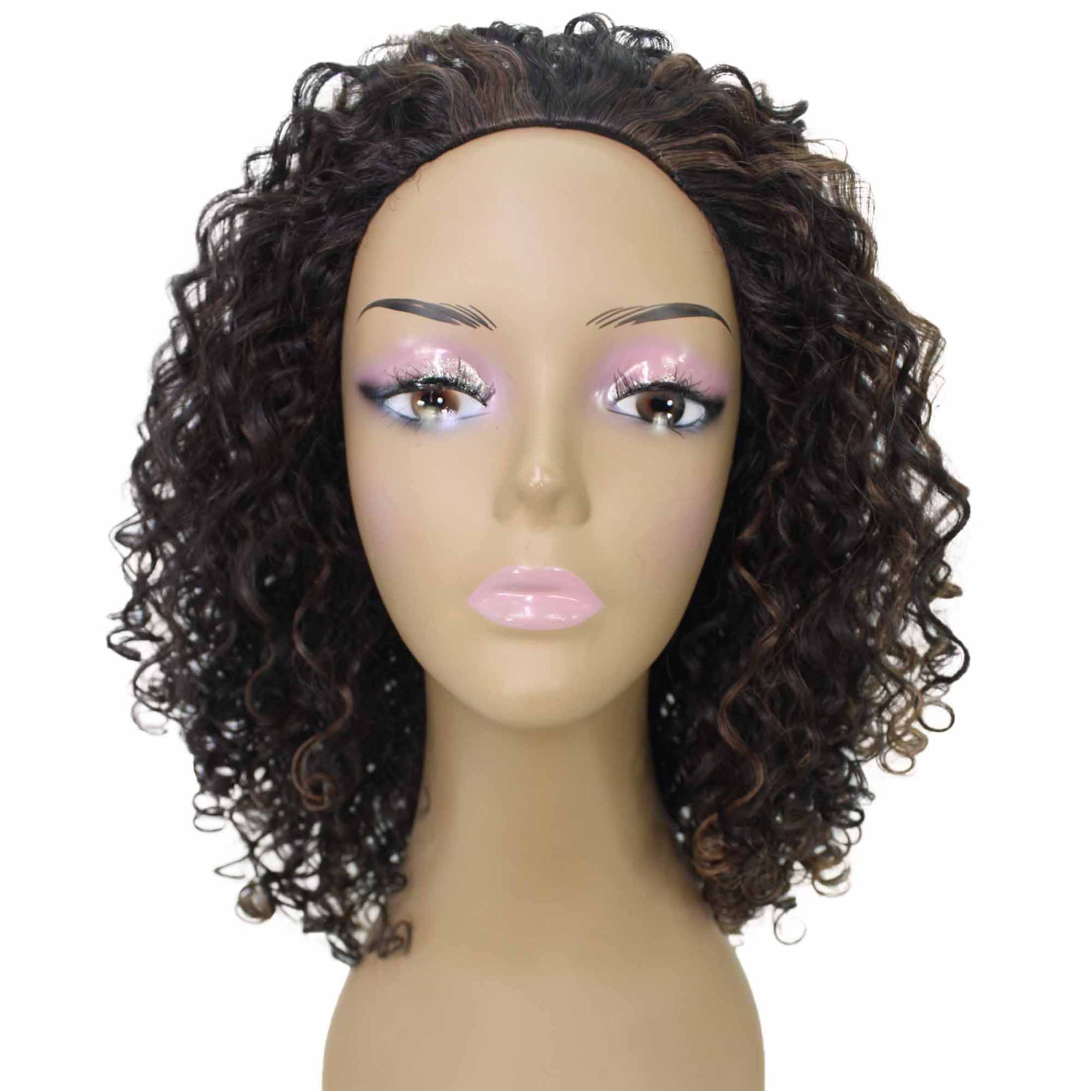 LUXLUXE Tatiana Curly Body Waves 15 in Long Half Wig Half Cap Wig, Mix ...