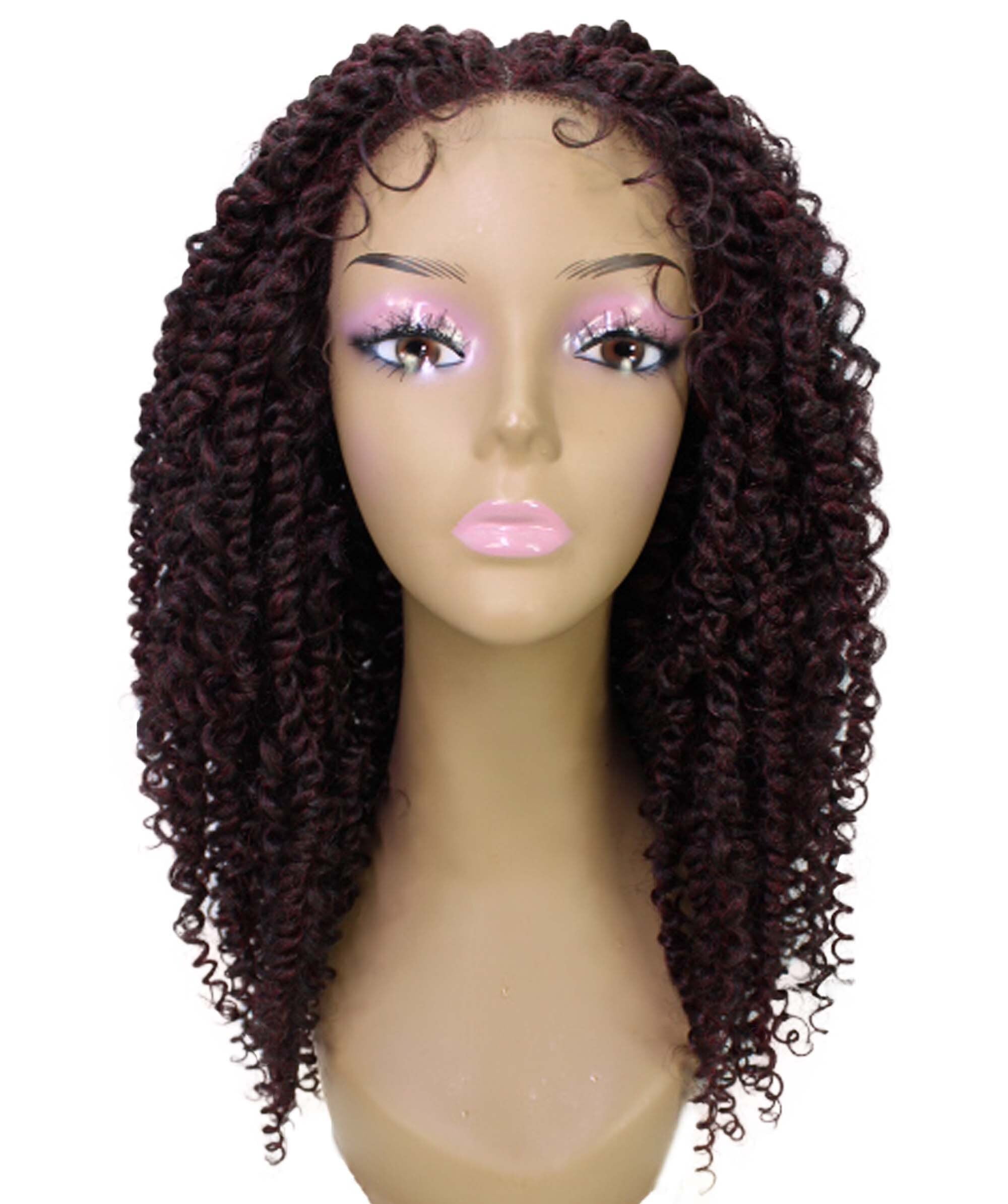 LUXLUXE Tierra Curly 19 in Long 4x4 Hand Tied Lace Braid Braided Wig ...
