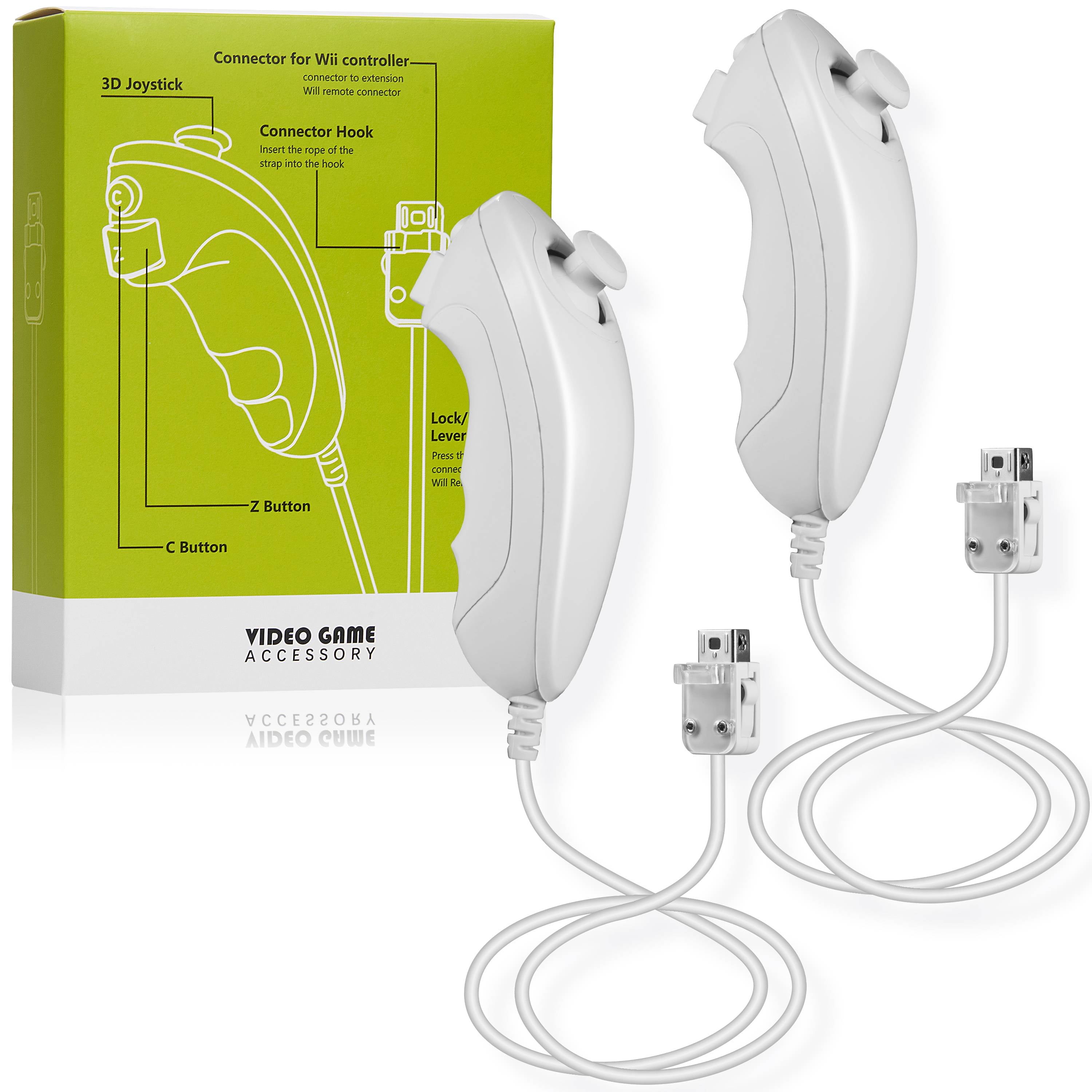 LUXMO 2 Packs Wii Nunchuck Controller, Nunchuck Replacement Controllers ...