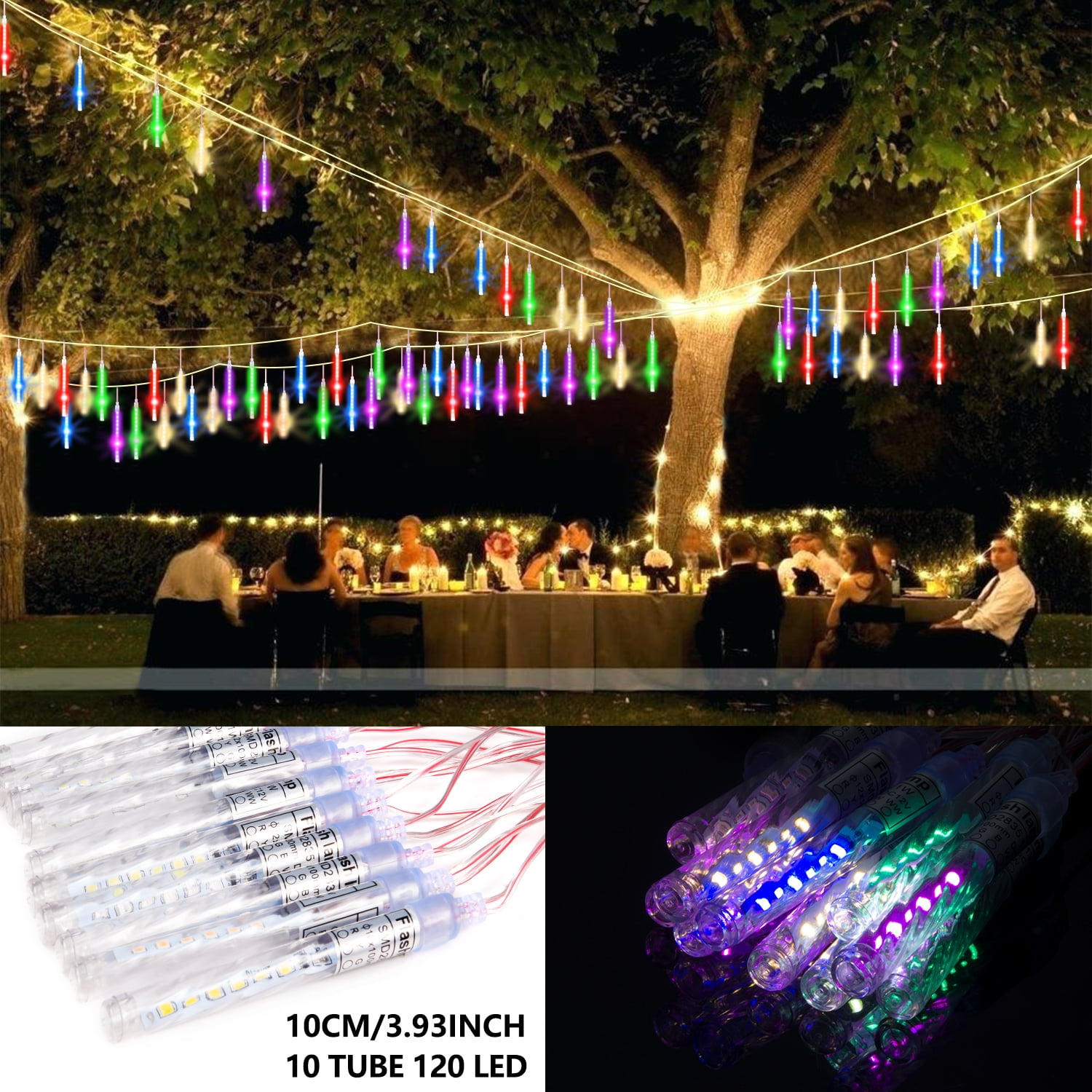 LUXMO Meteor Shower Rain Lights, 10 Tubes 120 LED Falling Rain Drop ...