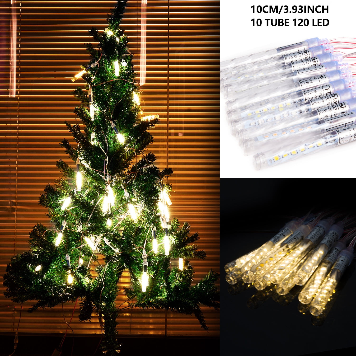 LUXMO Meteor Shower Rain Lights, 10 Tubes 120 LED Falling Rain Drop ...