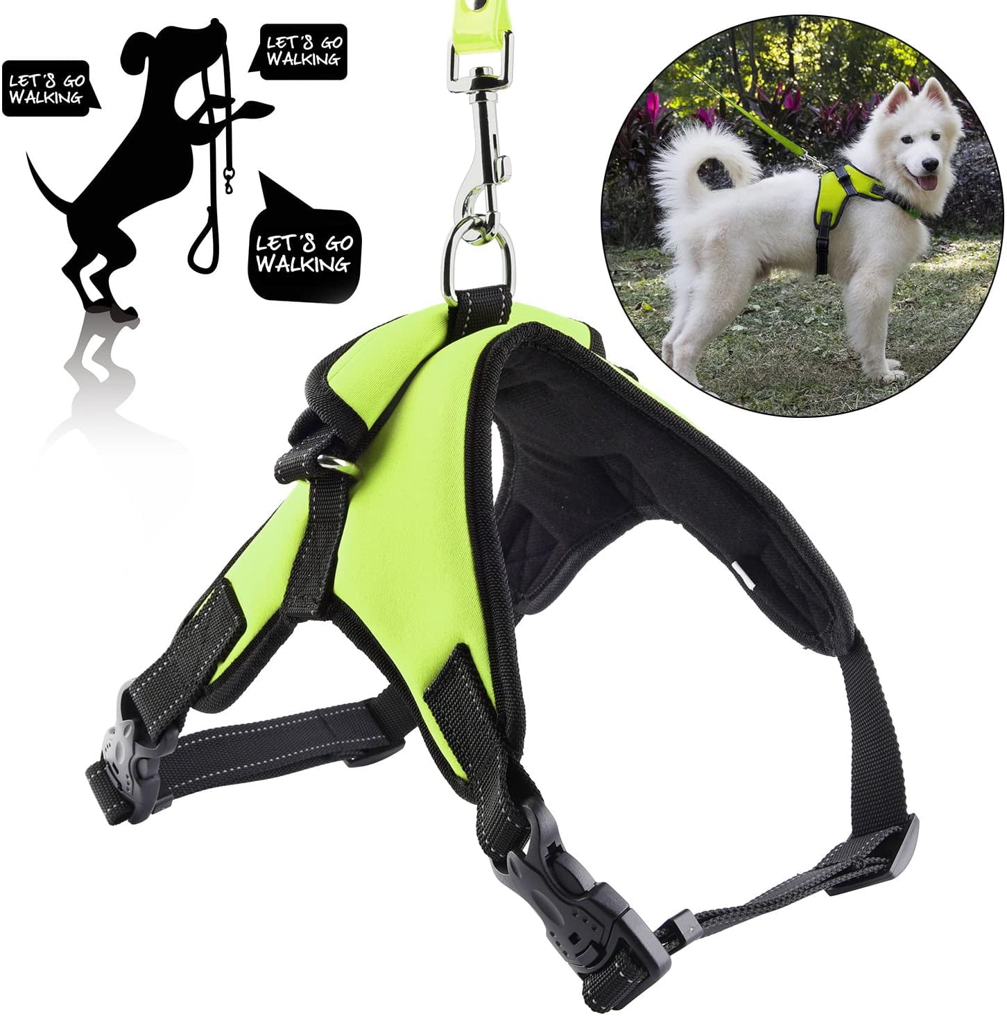 LUXMO No Pull Dog Vest Harness, Reflective Adjustable Padded Vest with ...