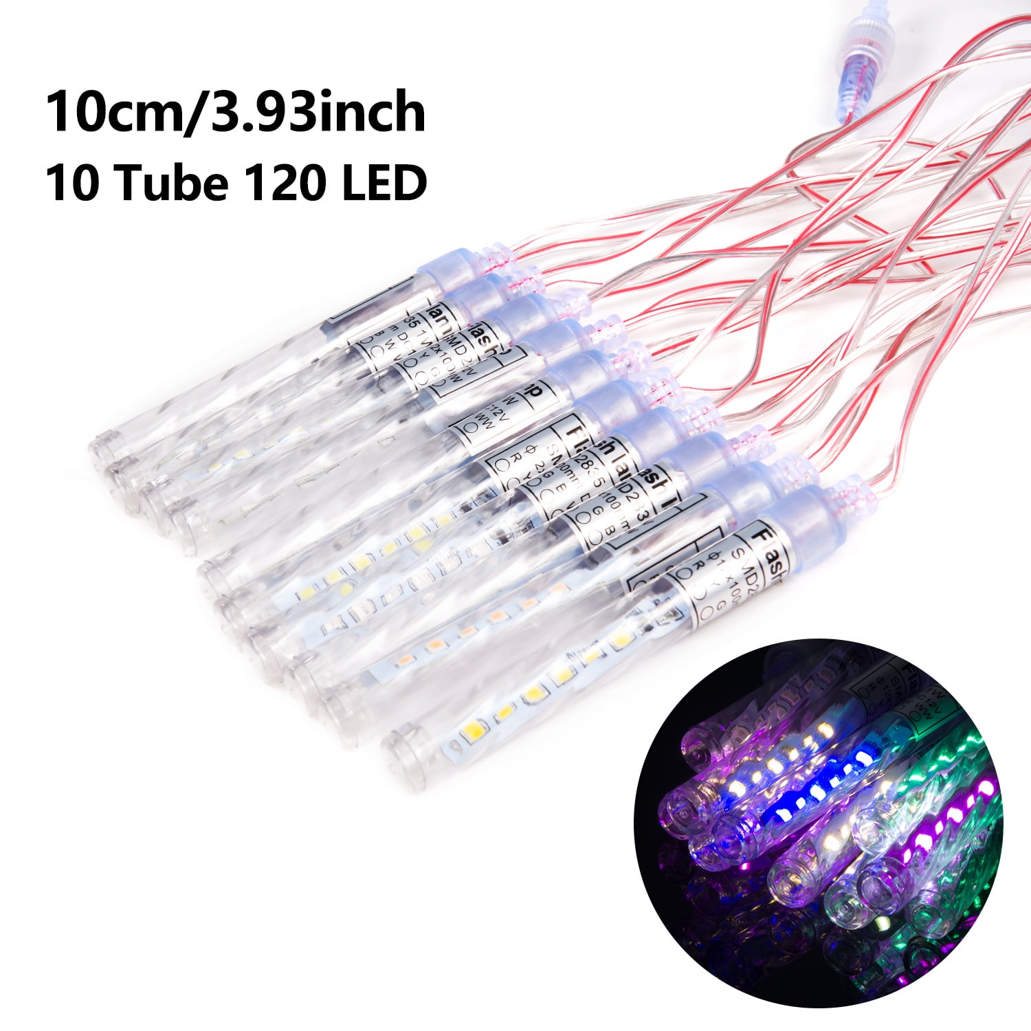 LUXMO Outdoor Meteor Shower Lights, Waterproof 10cm 10 Tube 120 LED ...