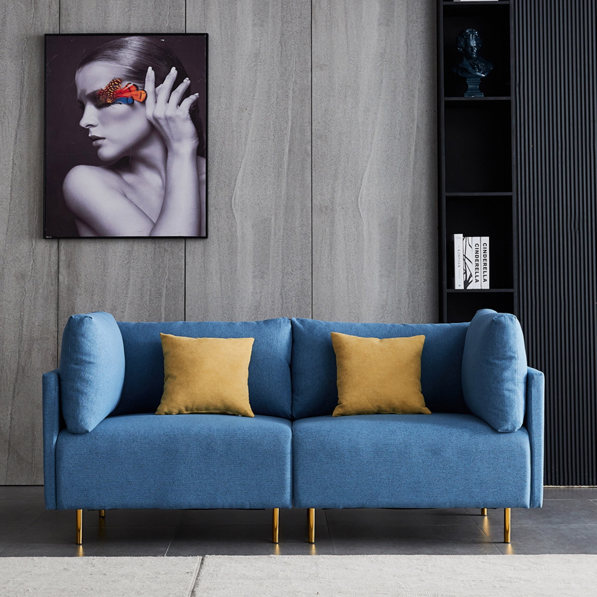 LUXMOD Comfortable Modern Fabric Sofa Blue Walmart
