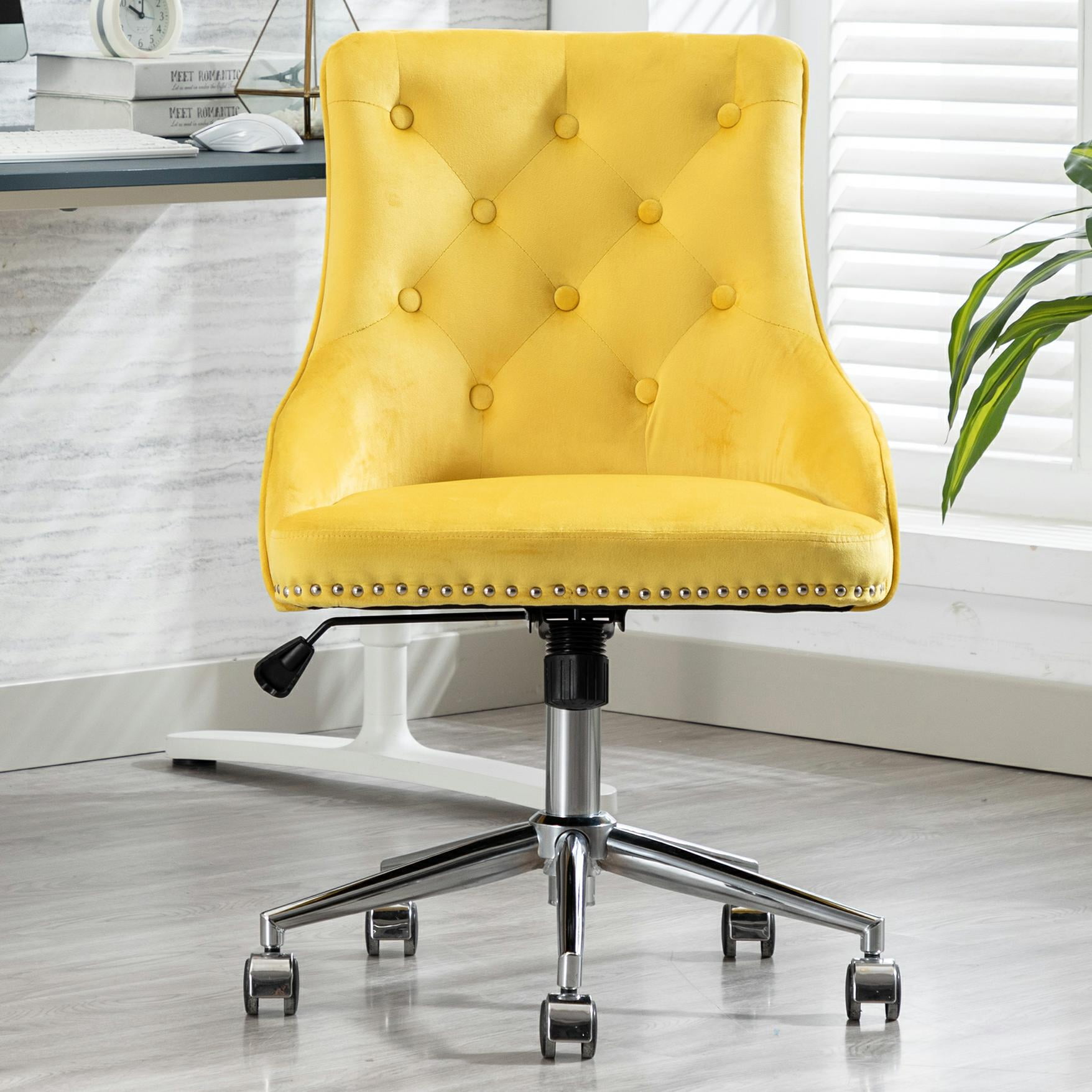 LUXMOD Office Desk Chair with Mid-Back Modern Tufted Velvet Computer ...