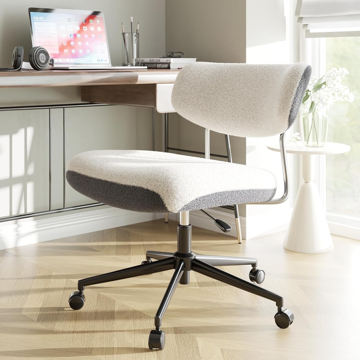 Merluxy 360Â° Swivel Armless Office Chair with Ergonomic Backrest ...
