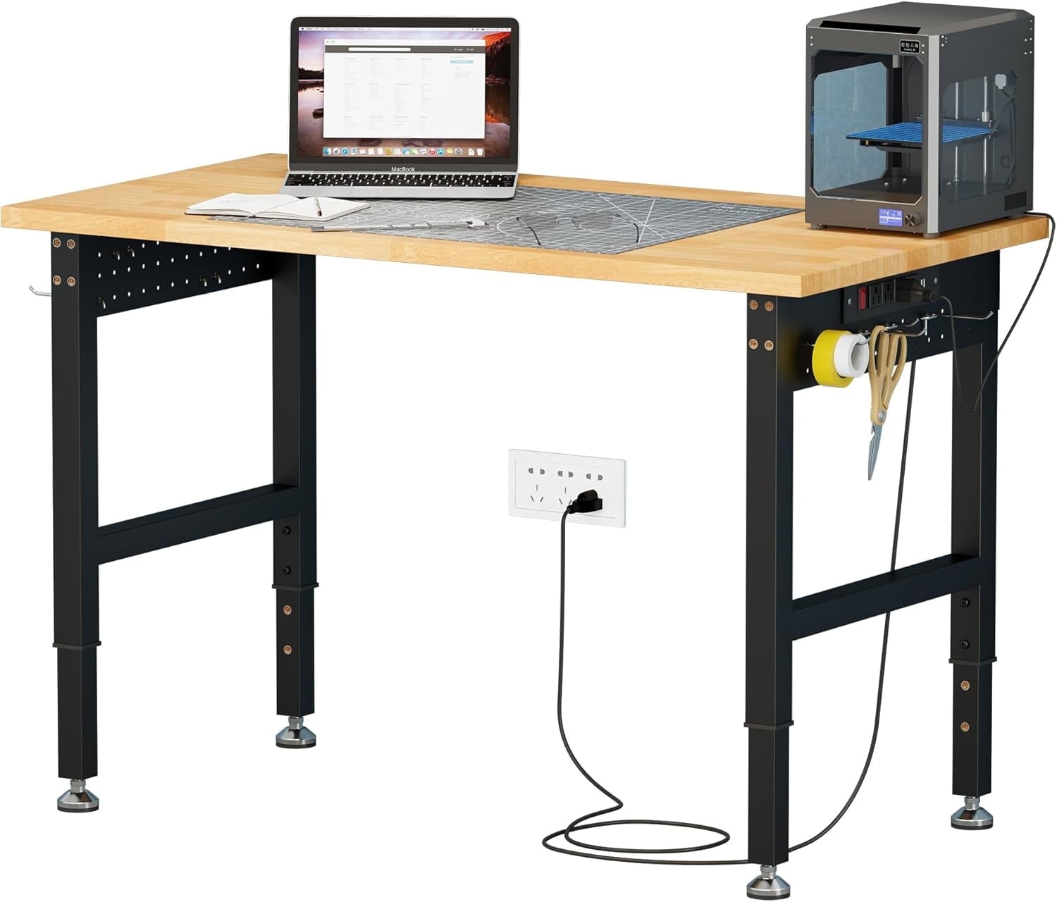 LUXOAK Adjustable Workbench with Power Outlets, 2000 lbs Capacity ...