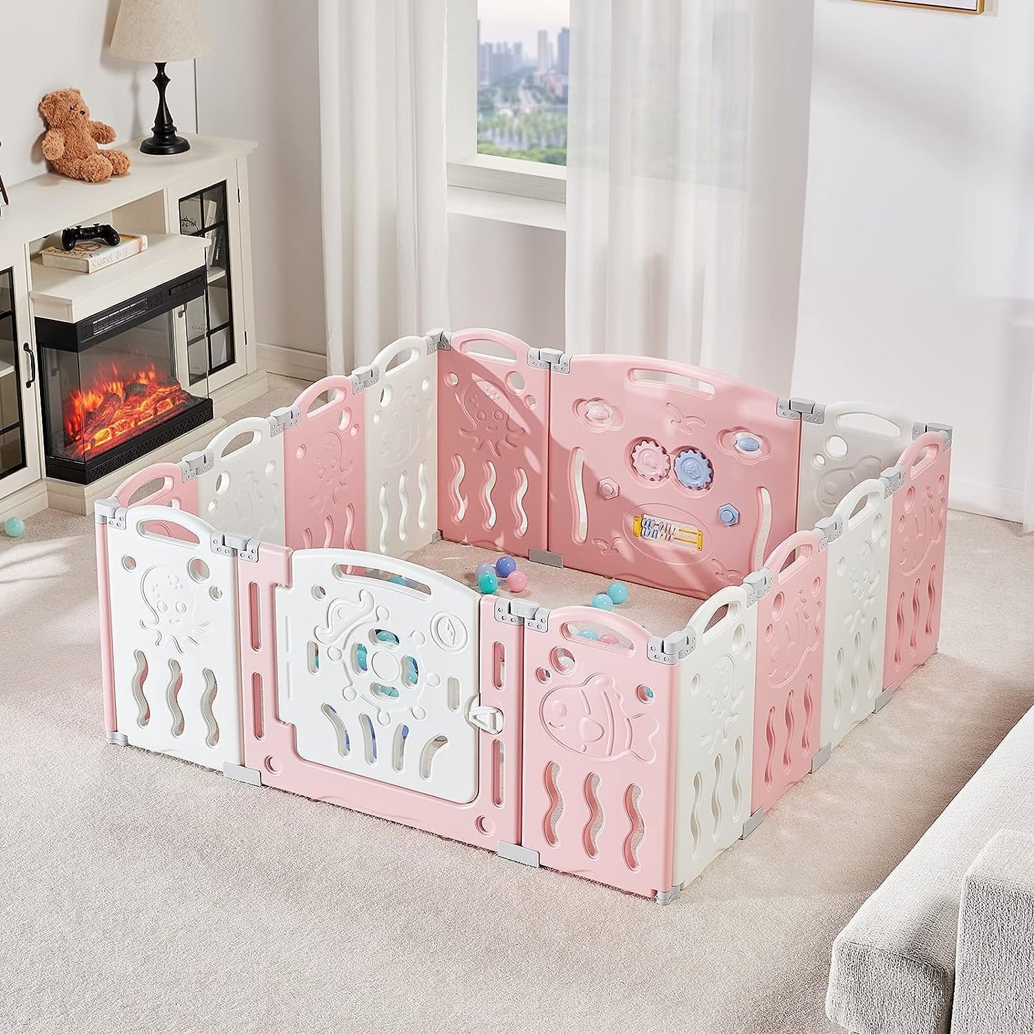 LUXOAK Baby Playpen, Upgraded 18 Panels Foldable Baby Fence with Game ...