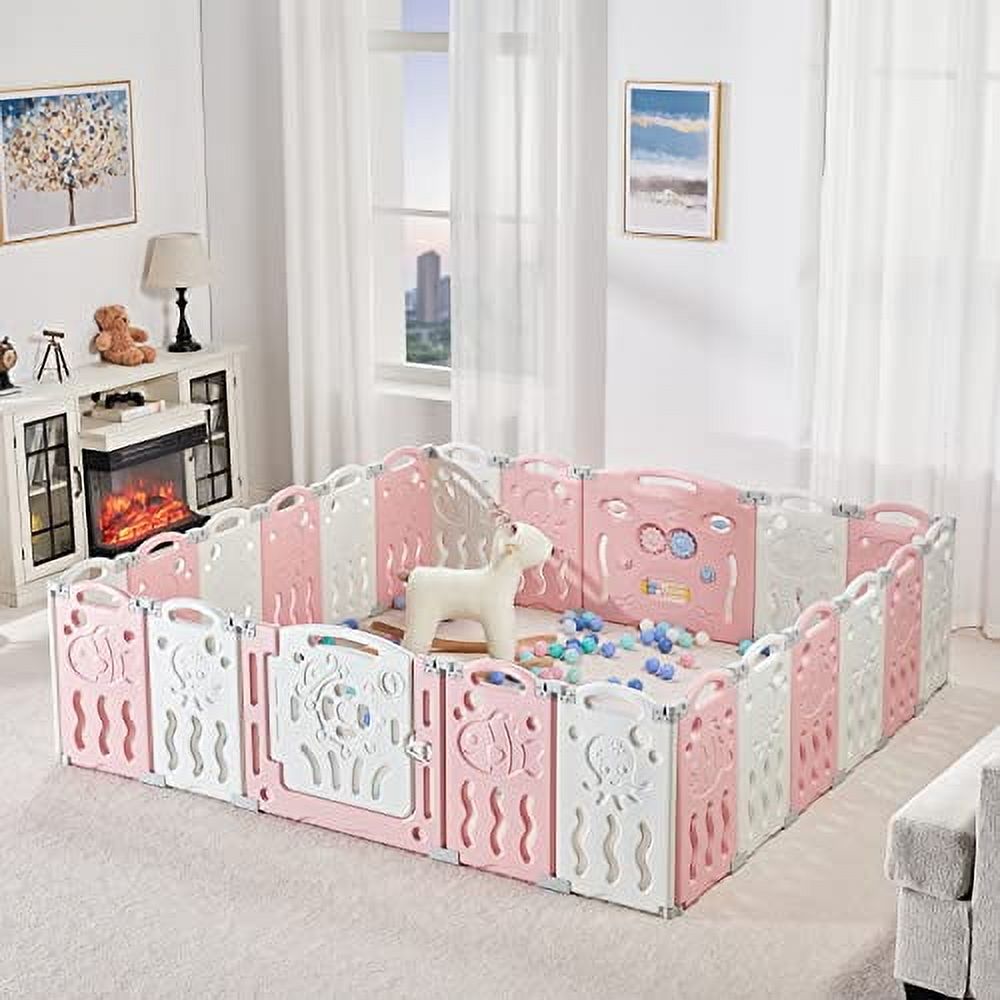 LUXOAK Baby Playpen, Upgraded 22 Panels Foldable Baby Fence with Game ...