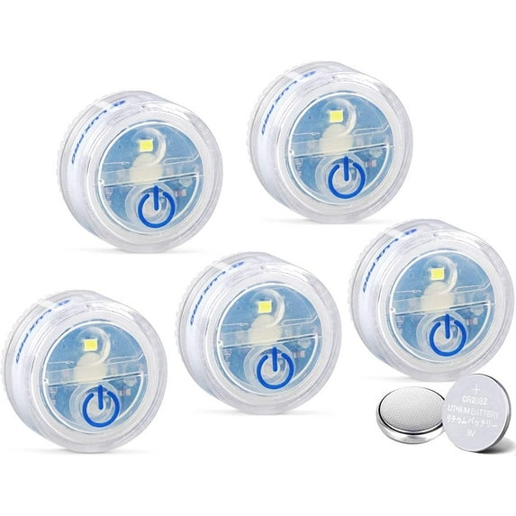 LUX-PRO Waterproof Mini LED Puck Lights, Adhesive, Battery Powered, 5 ...
