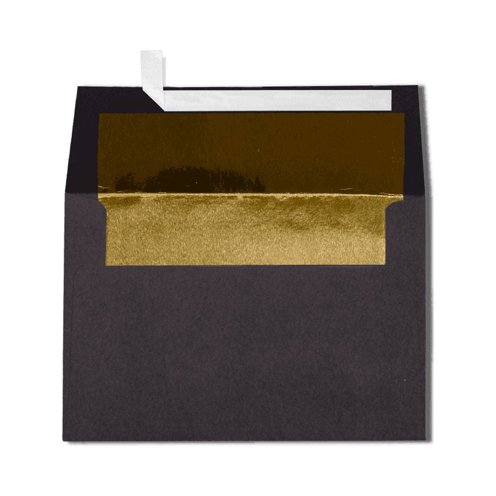 LUXPaper A4 Invitation Envelopes, 4 1/4 x 6 1/4, 80 lb. Black with Gold ...