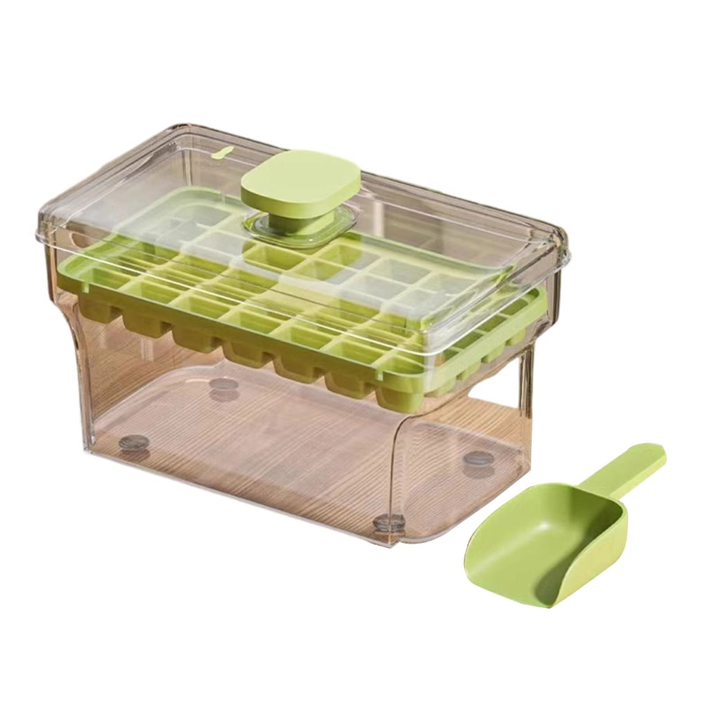 LUXRISEON Plastic Ice Maker Mold Press Type Ice Box with Lid and Bin ...