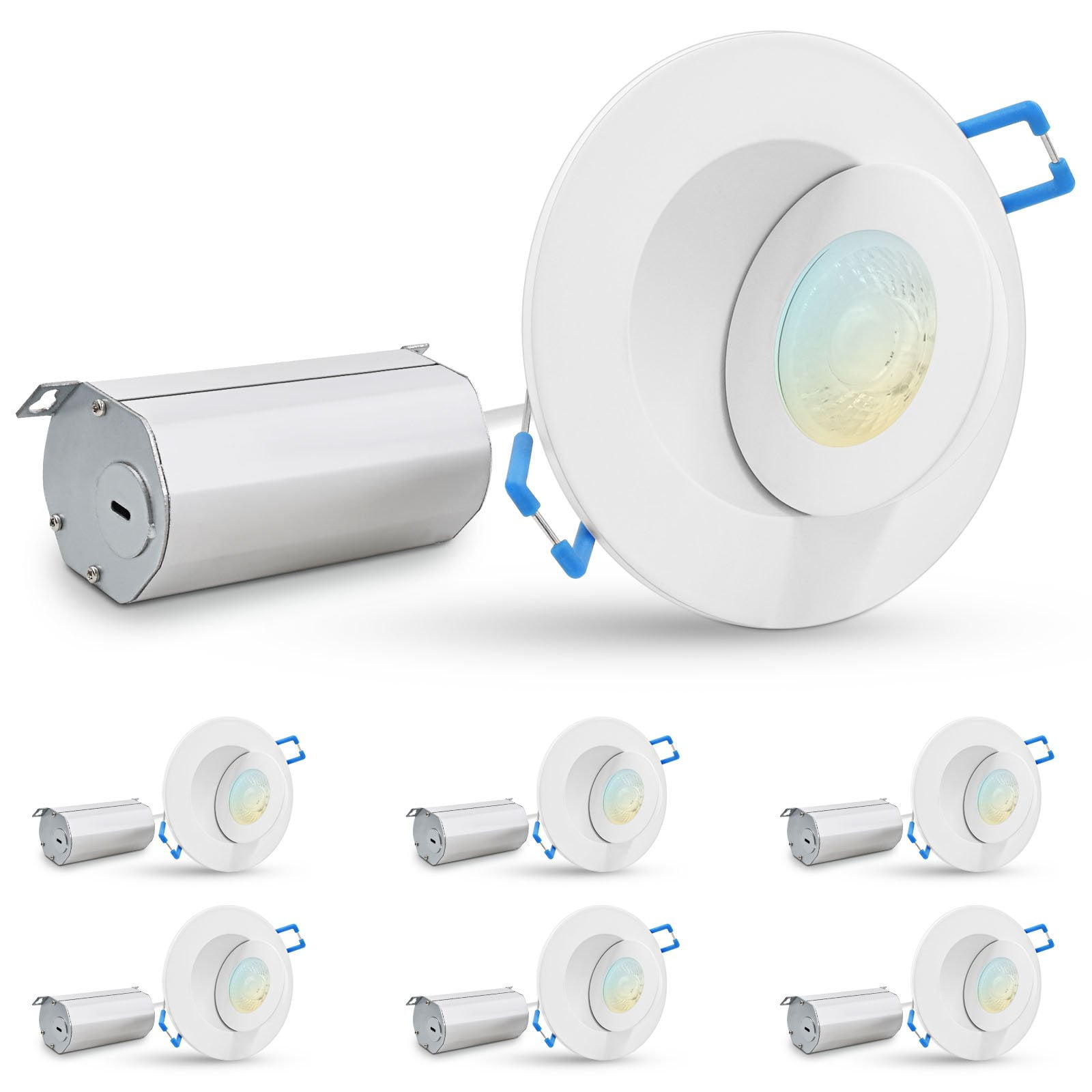 LUXRITE 2 Inch Floating Gimbal LED Recessed Light J-Box 5W 5CCT ...