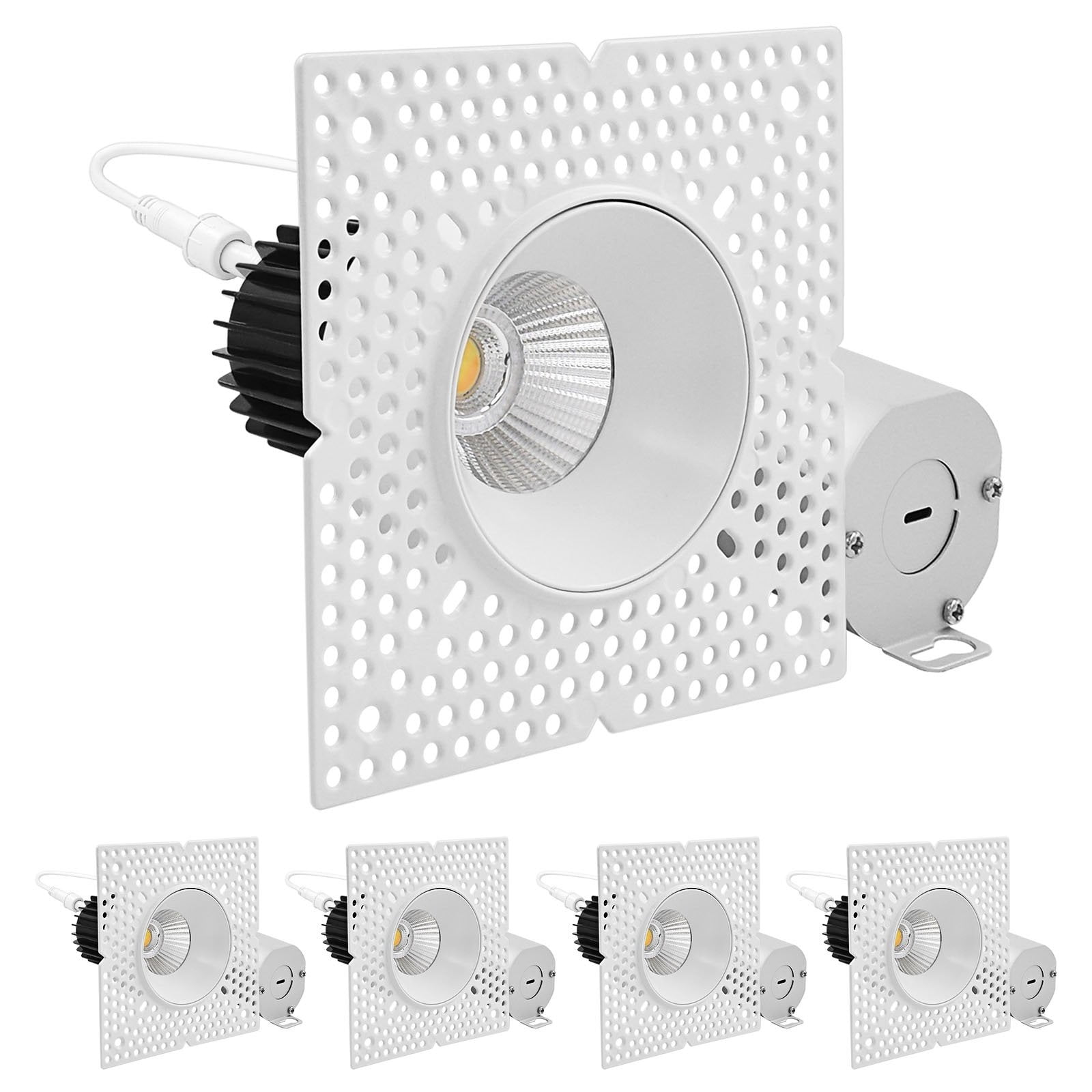 LUXRITE 2 Inch Push-n-Lock Trimless LED Recessed Light 12W 1000 Lumens ...
