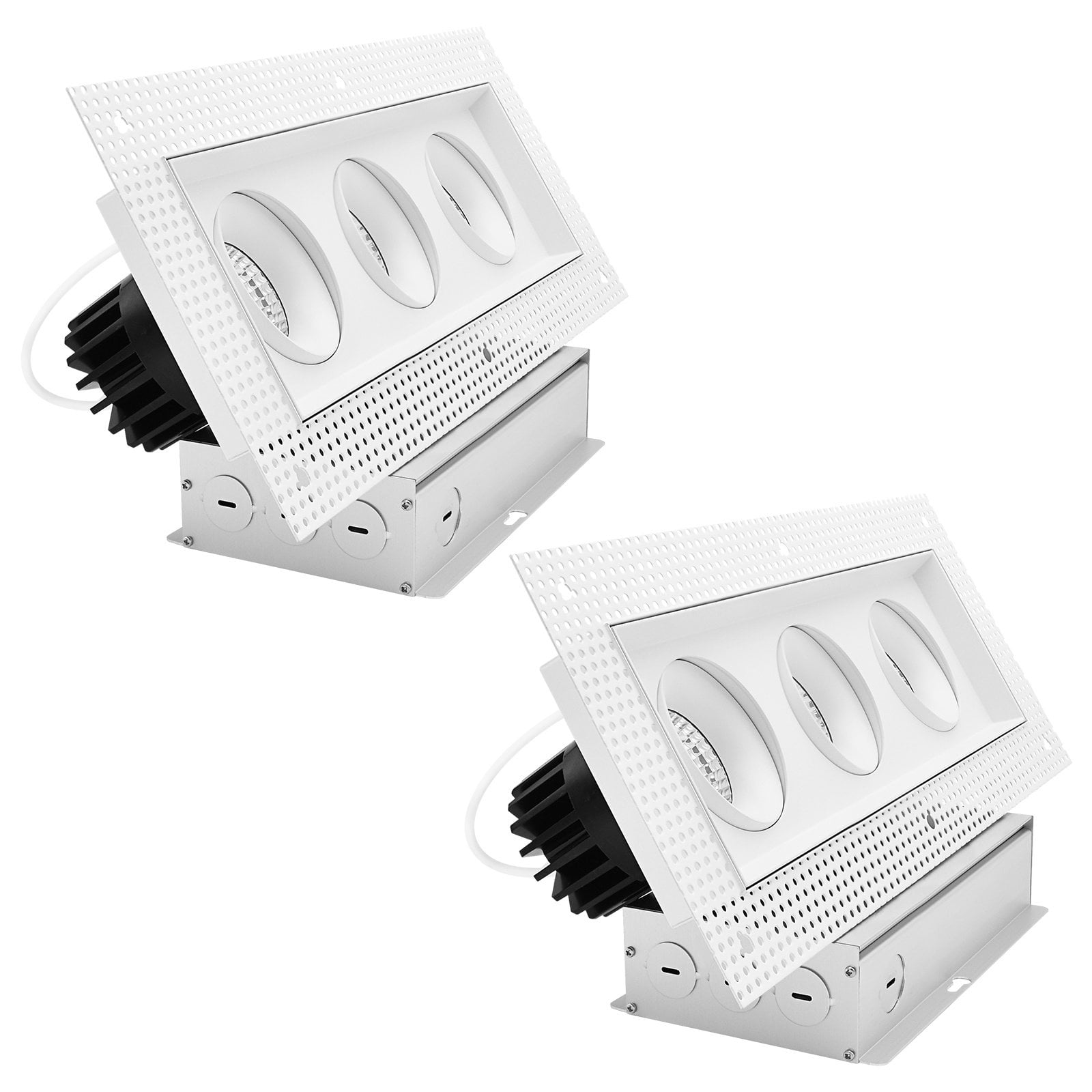 LUXRITE 3-Head Rectangle Regressed Trimless Gimbal LED Recessed Light ...