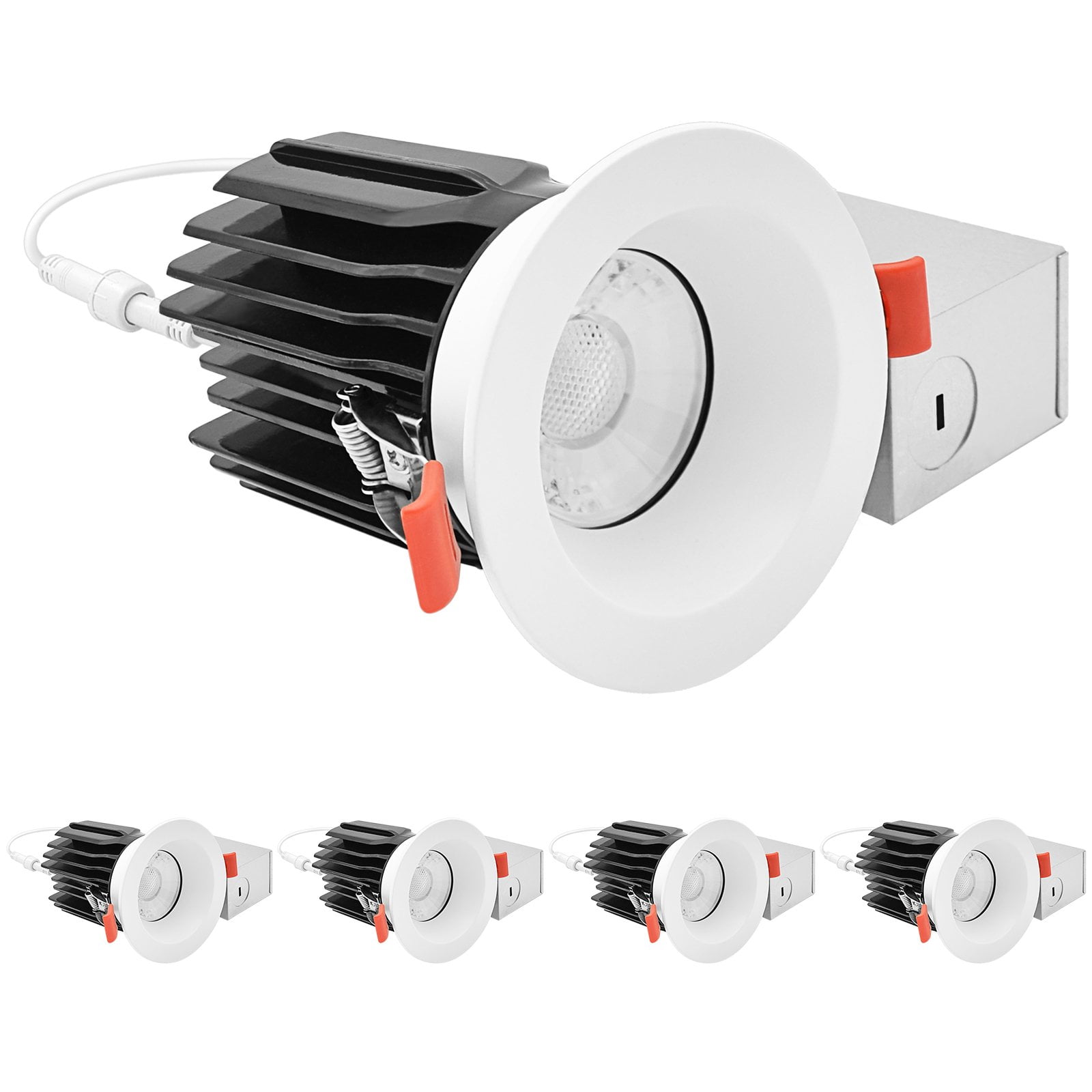 LUXRITE 3 In. LED Regressed Spotlight + Round White Trim, 15W, 1250LM ...