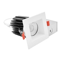 LUXRITE 4 In. LED Recessed light with Square White Baffled Trim, 5CCT ...