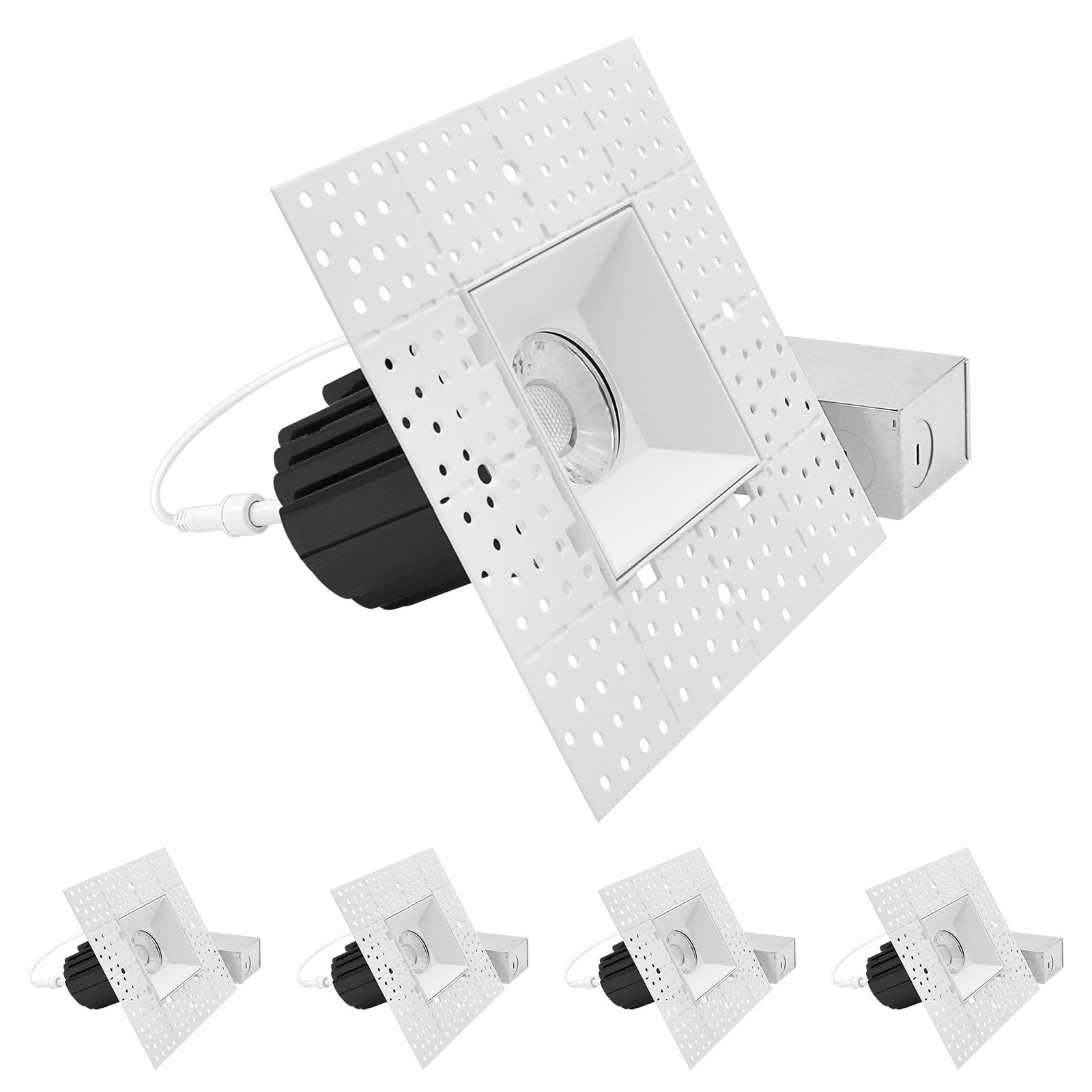 LUXRITE 3 Inch LED Trimless Spotlight with JBox, Twist N' Lock, 5CCT ...