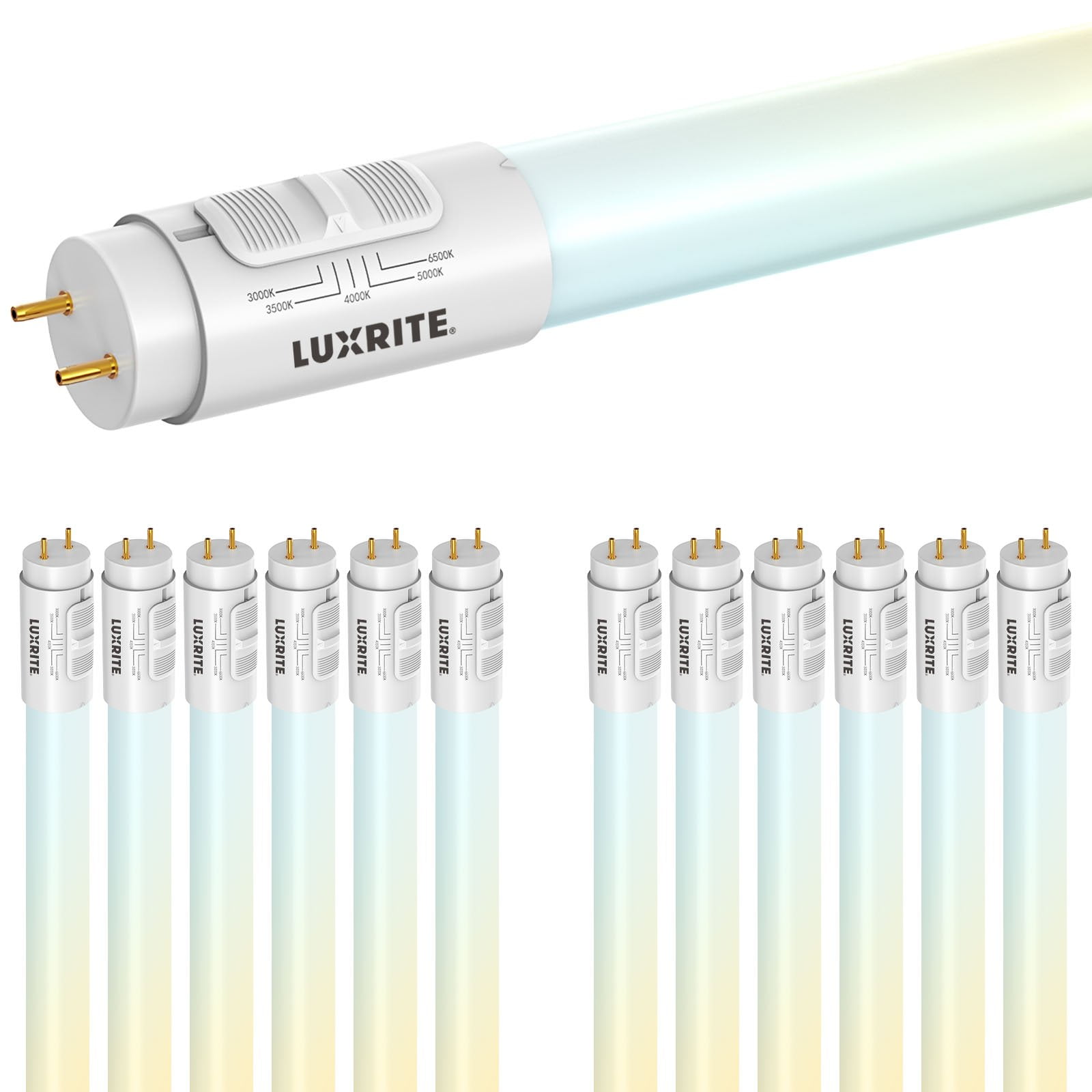 LUXRITE 3FT LED Tube Light, T8, 12W=25W, 3000K-6500K, 1560LM, 320 Beam ...