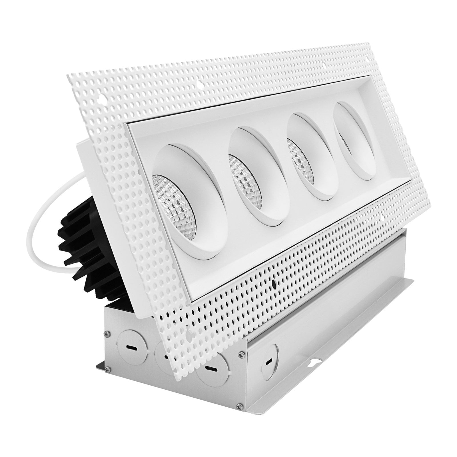 LUXRITE 4-Head Rectangle Regressed Trimless Gimbal LED Recessed Light ...
