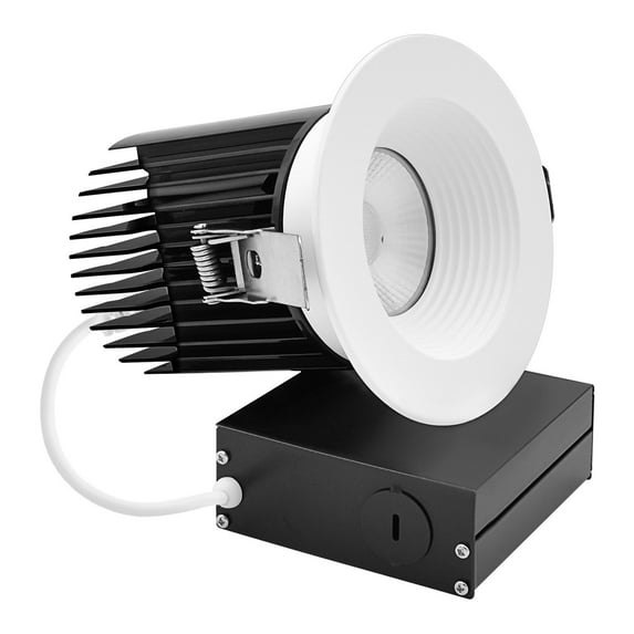 LUXRITE 4 In. LED Recessed light with Round White Baffled Trim, 5CCT ...