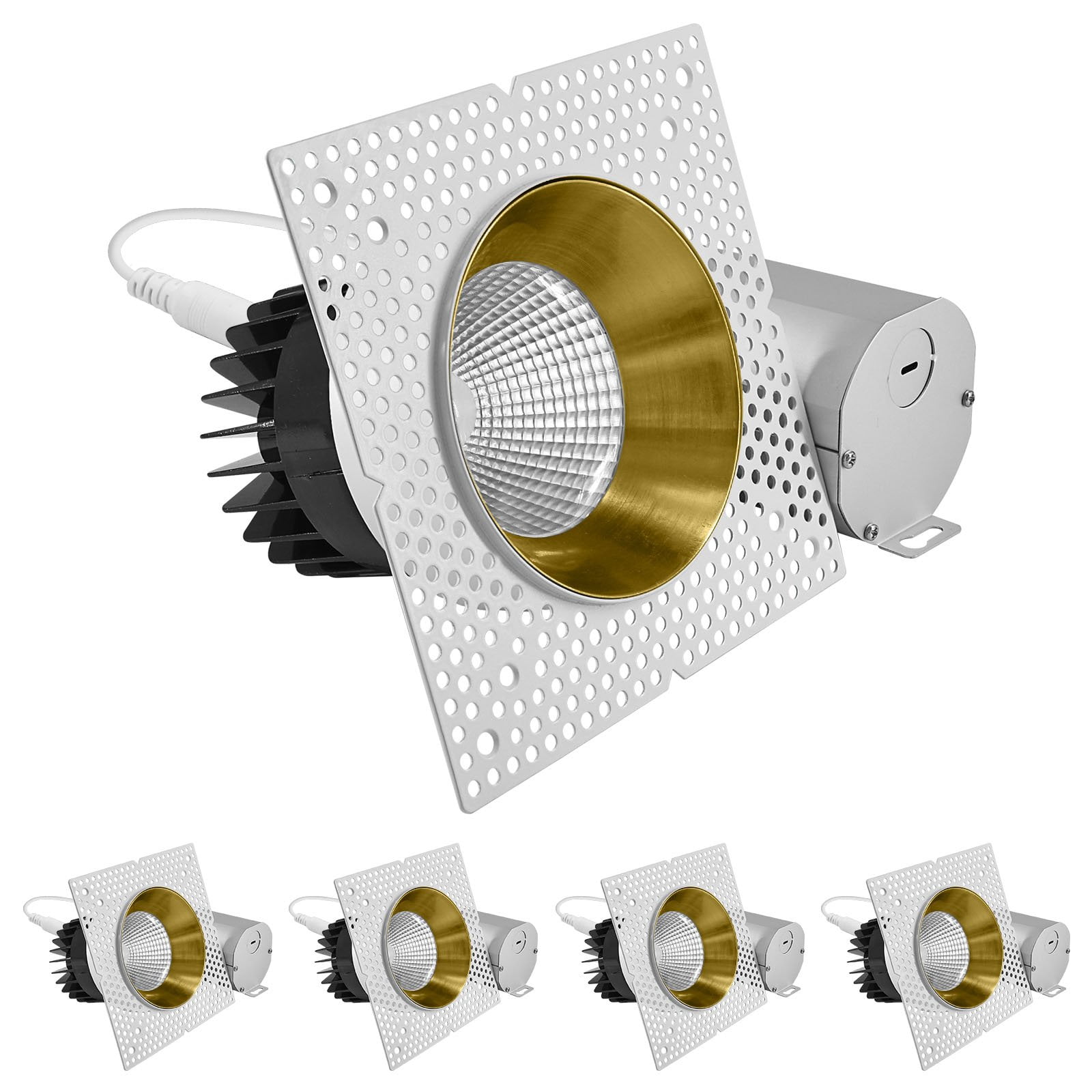 LUXRITE 4" LED Trimless Spotlight with Brass Trim 25W, 2000LM 5CCT, 38 ...