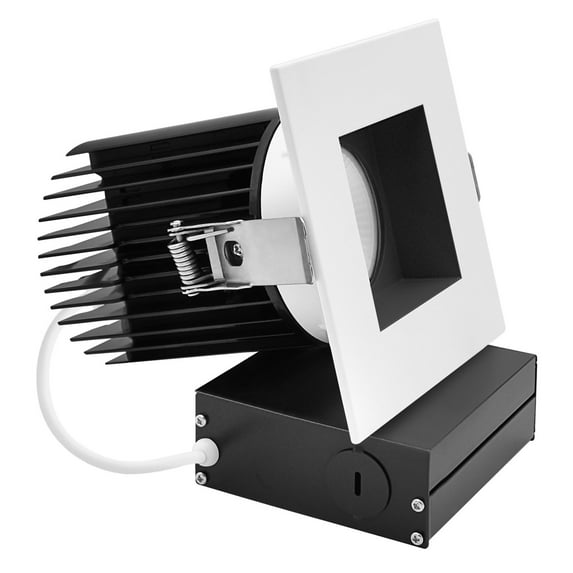 LUXRITE 4" LED Recessed light with Square Black/White Baffle Trim, 5CCT ...