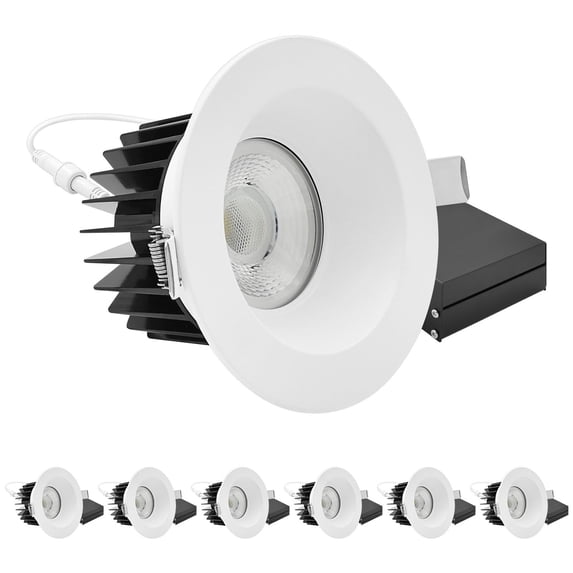 LUXRITE 5 In. LED Regressed Light with Round White Trim, 22W, 1800LM ...