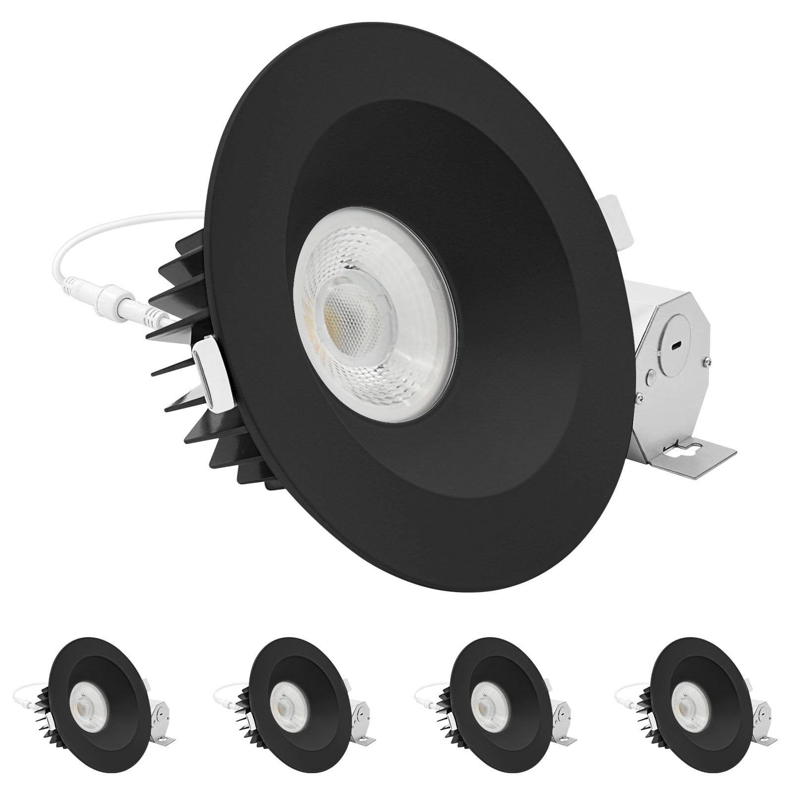 LUXRITE 6 In. LED Regressed Light with Round Black Trim, 22W, 1800LM ...