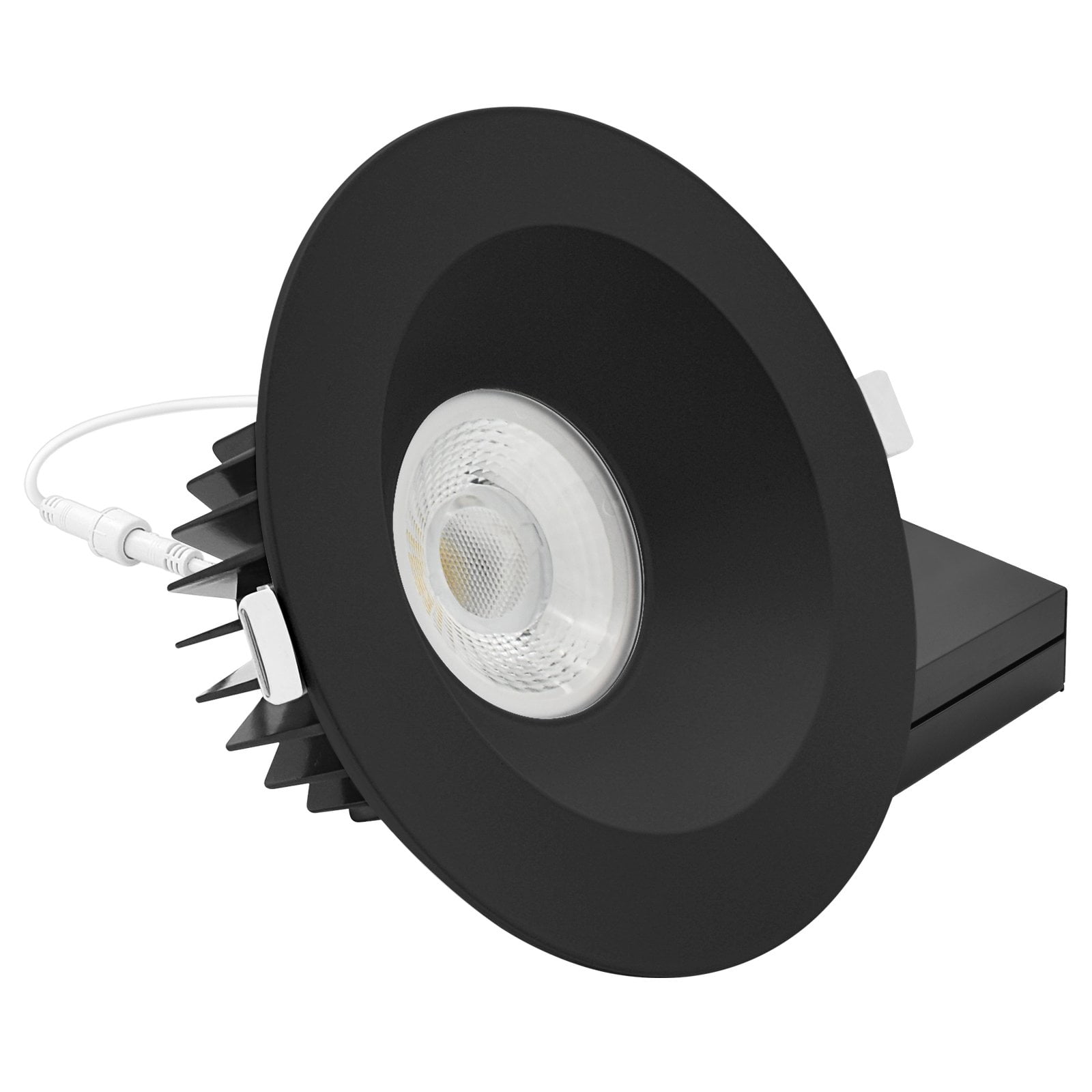 LUXRITE 6 In. LED Regressed Light with Round Black Trim, 22W, 1800LM ...
