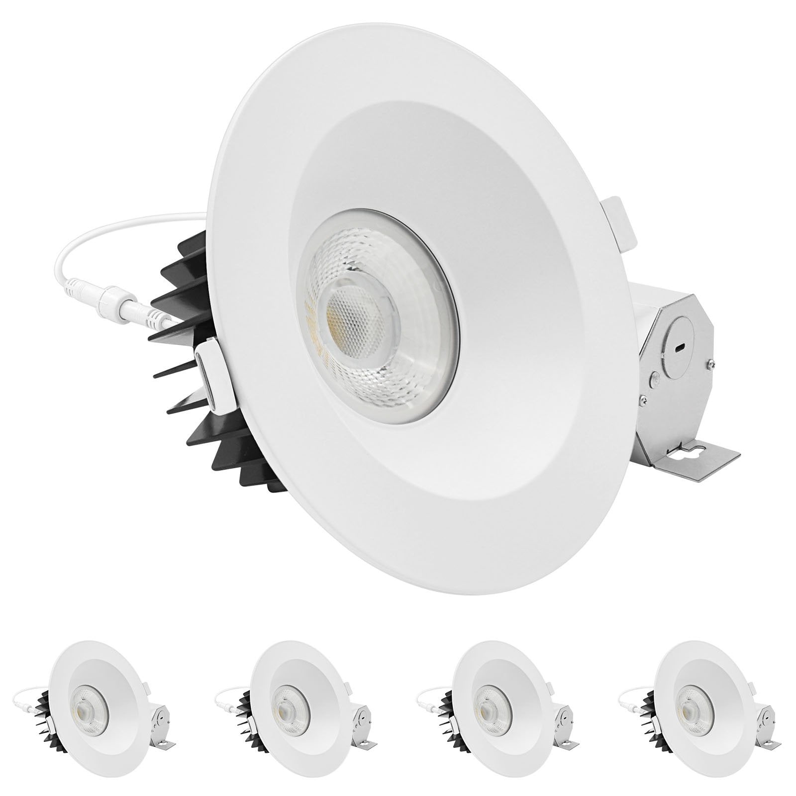 LUXRITE 6 In. LED Regressed Light with Round White Trim, 22W, 1800LM ...