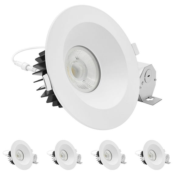 LUXRITE 6 In. LED Regressed Light with Round White Trim, 22W, 1800LM ...