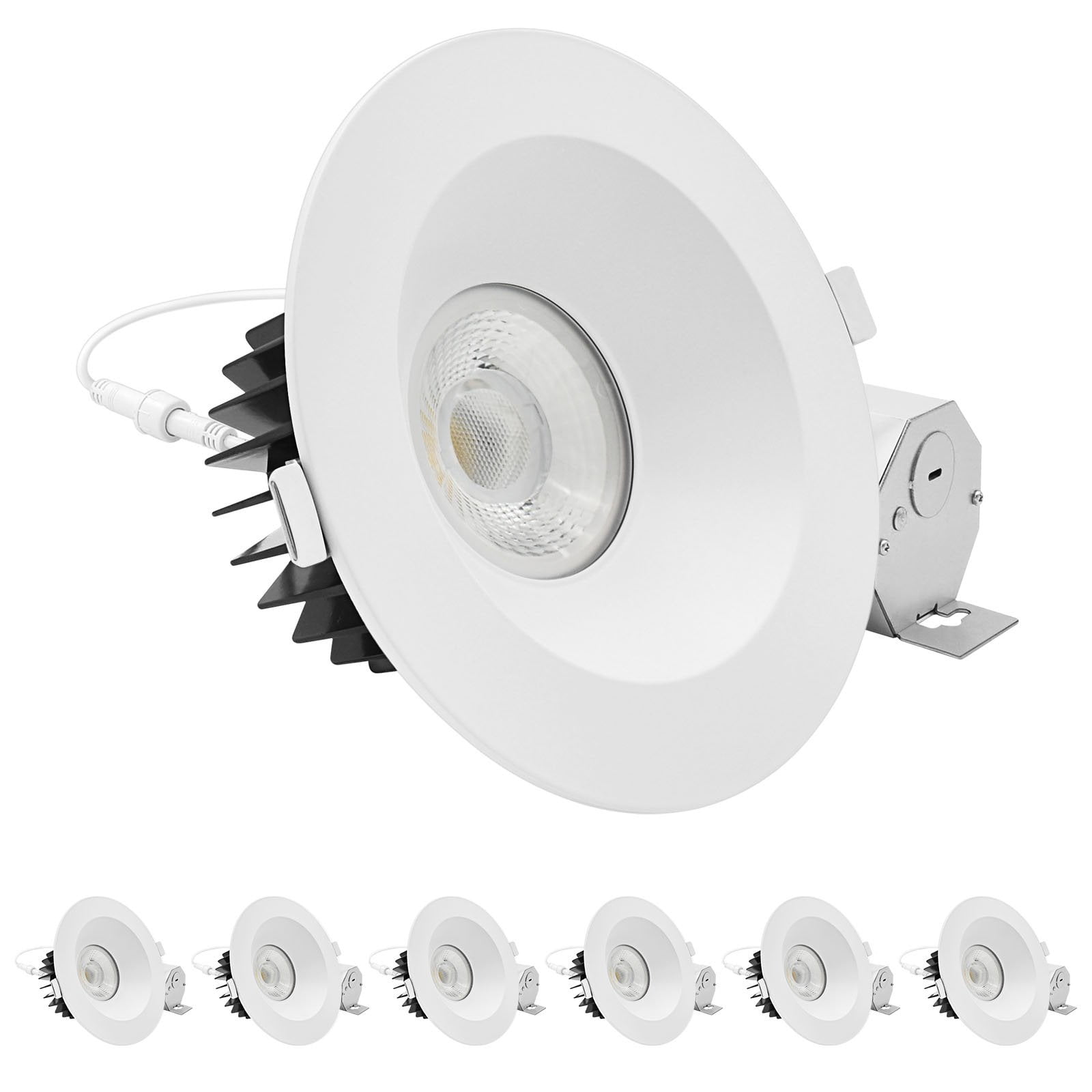 LUXRITE 6 In. LED Regressed Light with Round White Trim, 22W, 1800LM ...