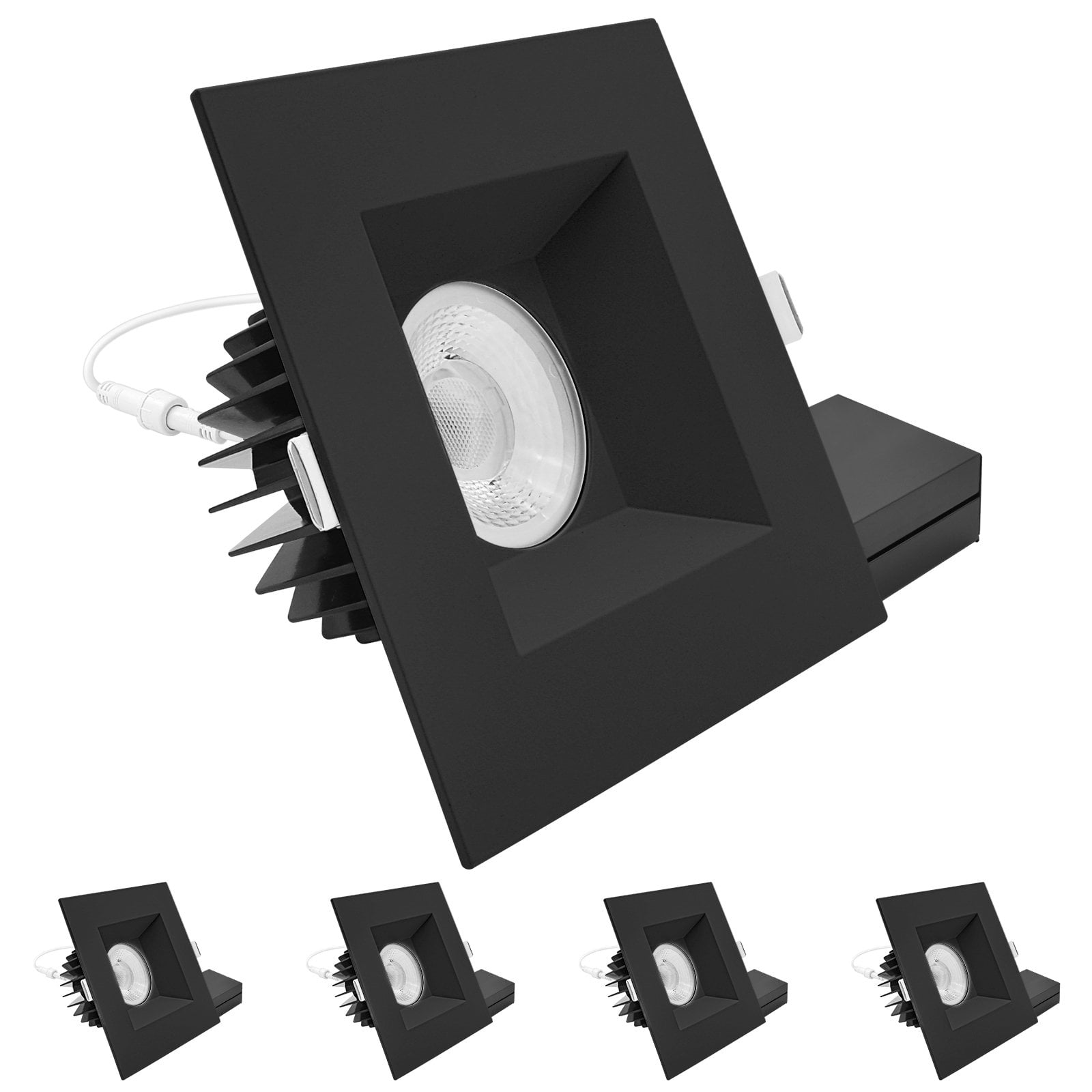LUXRITE 6 In. LED Regressed Light with Square Black Trim, 22W, 1800LM ...