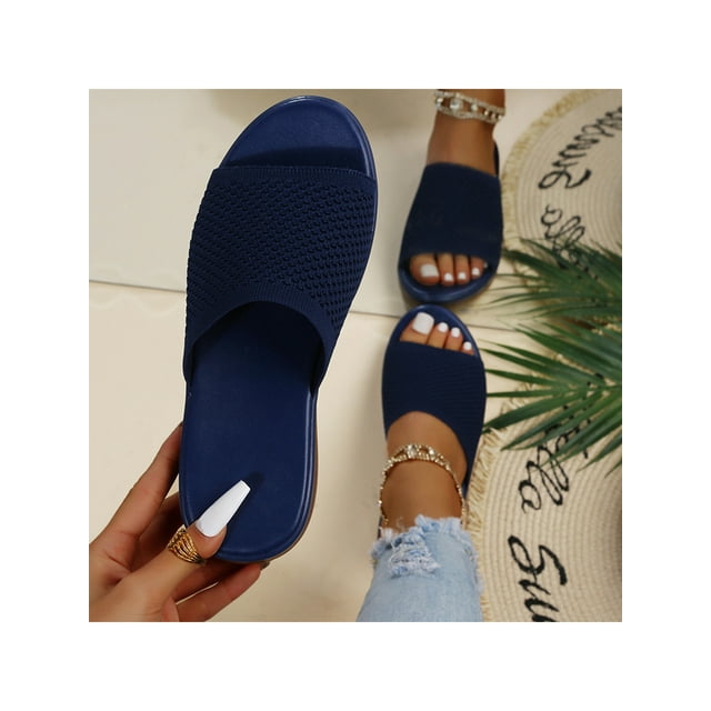 LUXUR Wide Width Sandals Womens Fashion Orthotic Slides Ladies ...