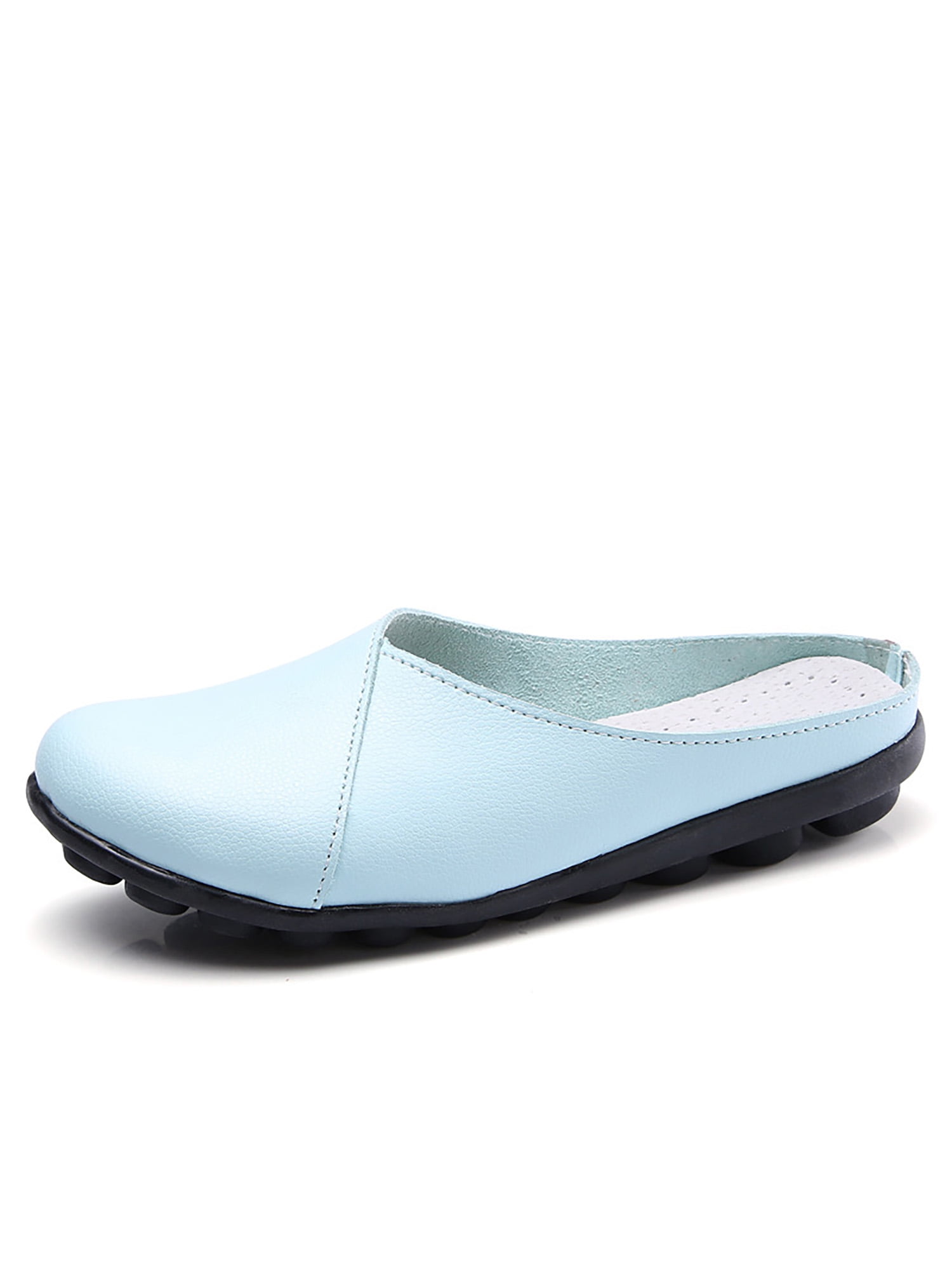 LUXUR Women's Flat Mules Closed Toe Slip on Mule Flats Shoes Backless ...