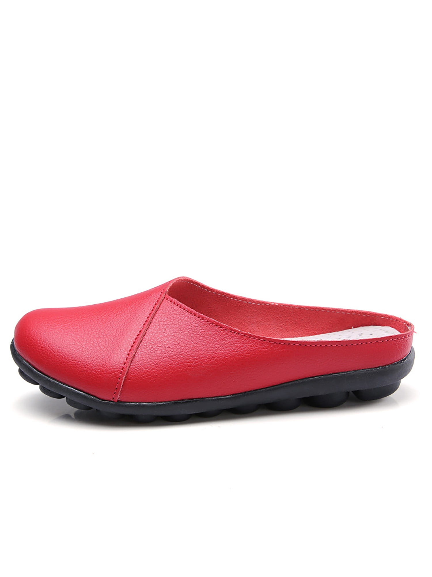 LUXUR Women's Flat Mules Closed Toe Slip on Mule Flats Shoes Backless ...