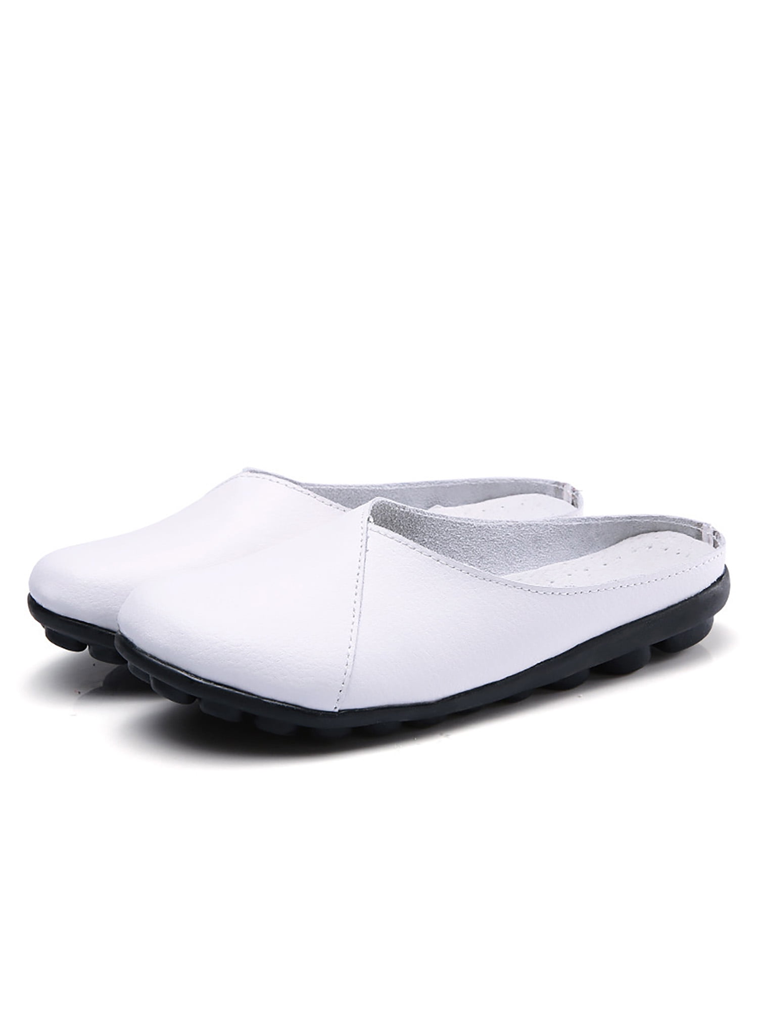 LUXUR Women's Slip-on Mules Backless Loafer Leather Moccasins Casual ...
