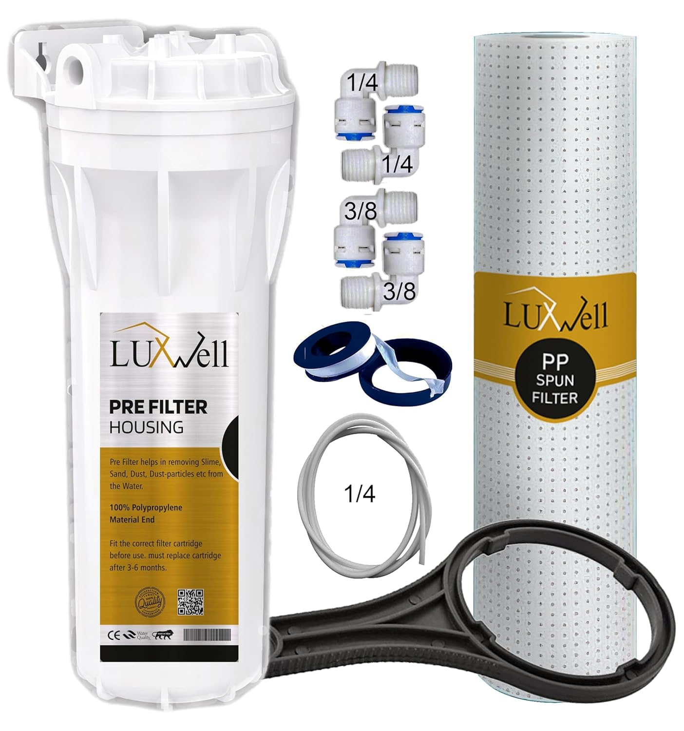 LUXWELL Pre Filter HousingBowl White Complete Kit for Water Purifier ...
