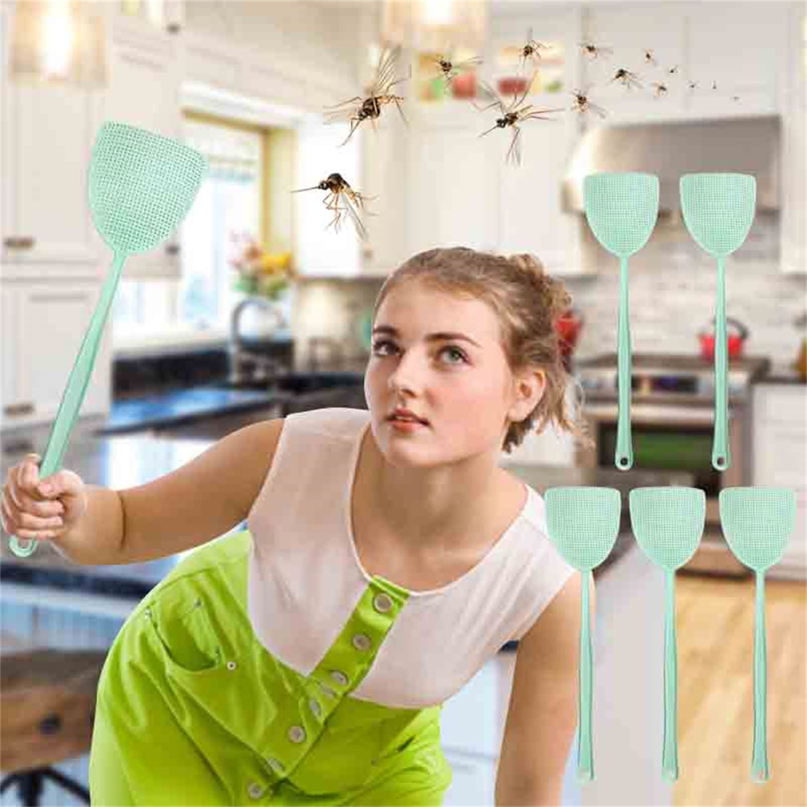 LUYING Plastic Fly Swatters Easy to Clean Fly Swatters Plastic 17.5 ...