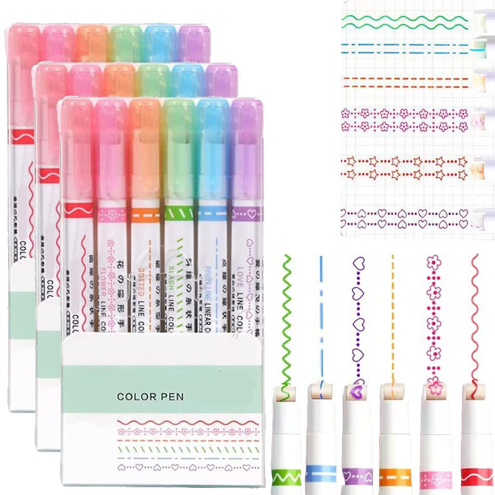 LUYJWZN Magic Border Pen, Curve Highlighter Pens Set, Fun Pens ...
