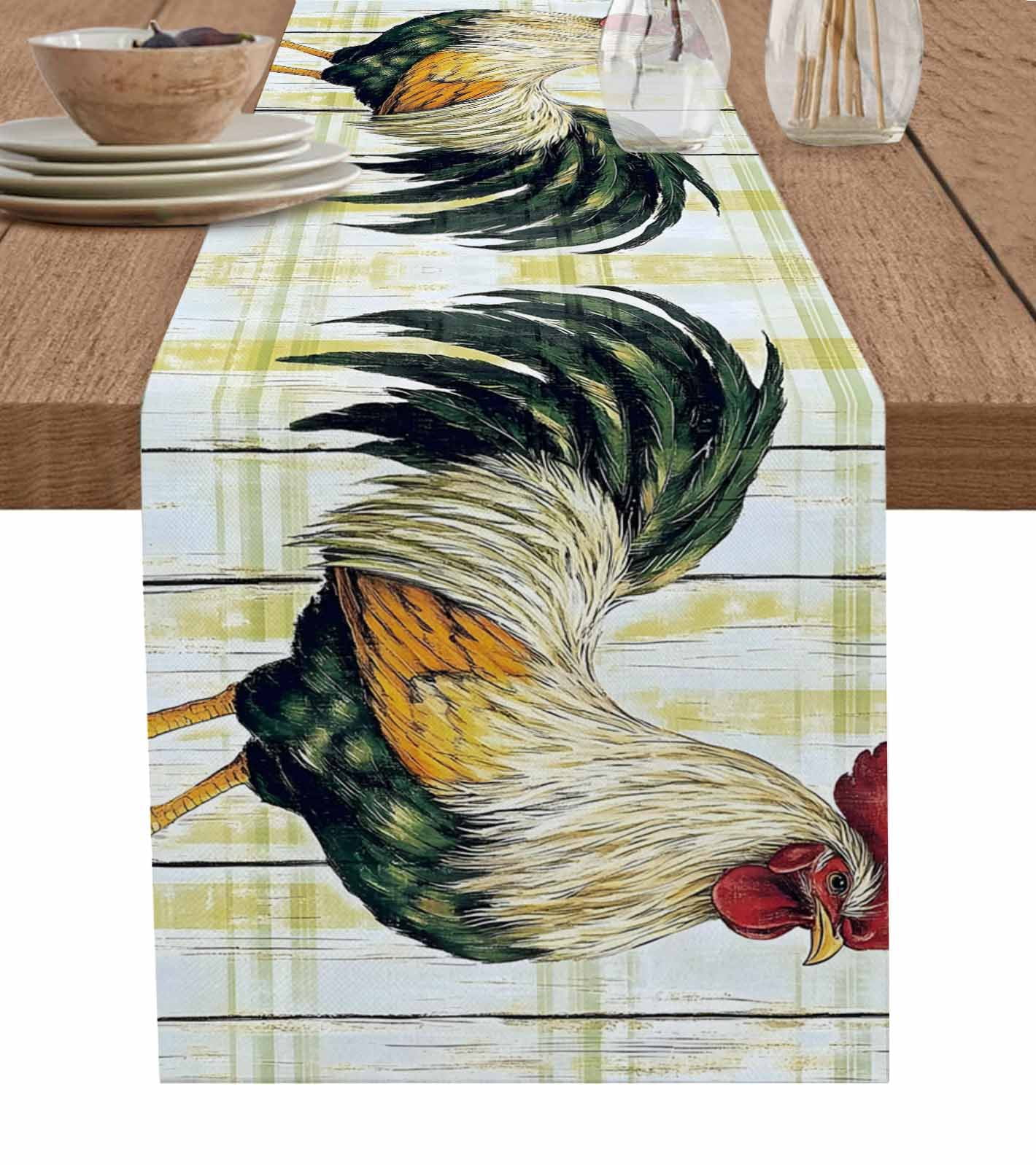 LUZBERTO 18x72 inch Rooster Table Runners Wood Grain Design - Walmart.com