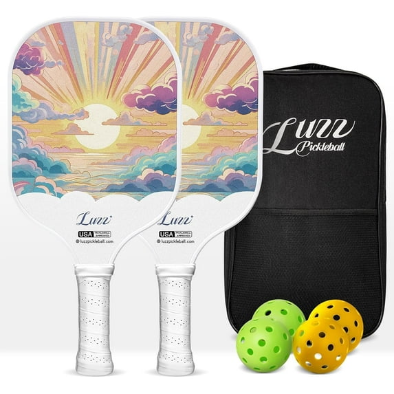 LUZZ Carbon Fiber Pickleball Paddle Set of 2 with 4 Balls and Carry Bag ...