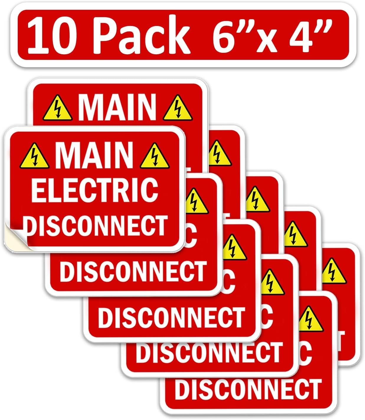 LV 10 Pack 6" X 4" Main Electrical Disconnect Sticker Service Label ...
